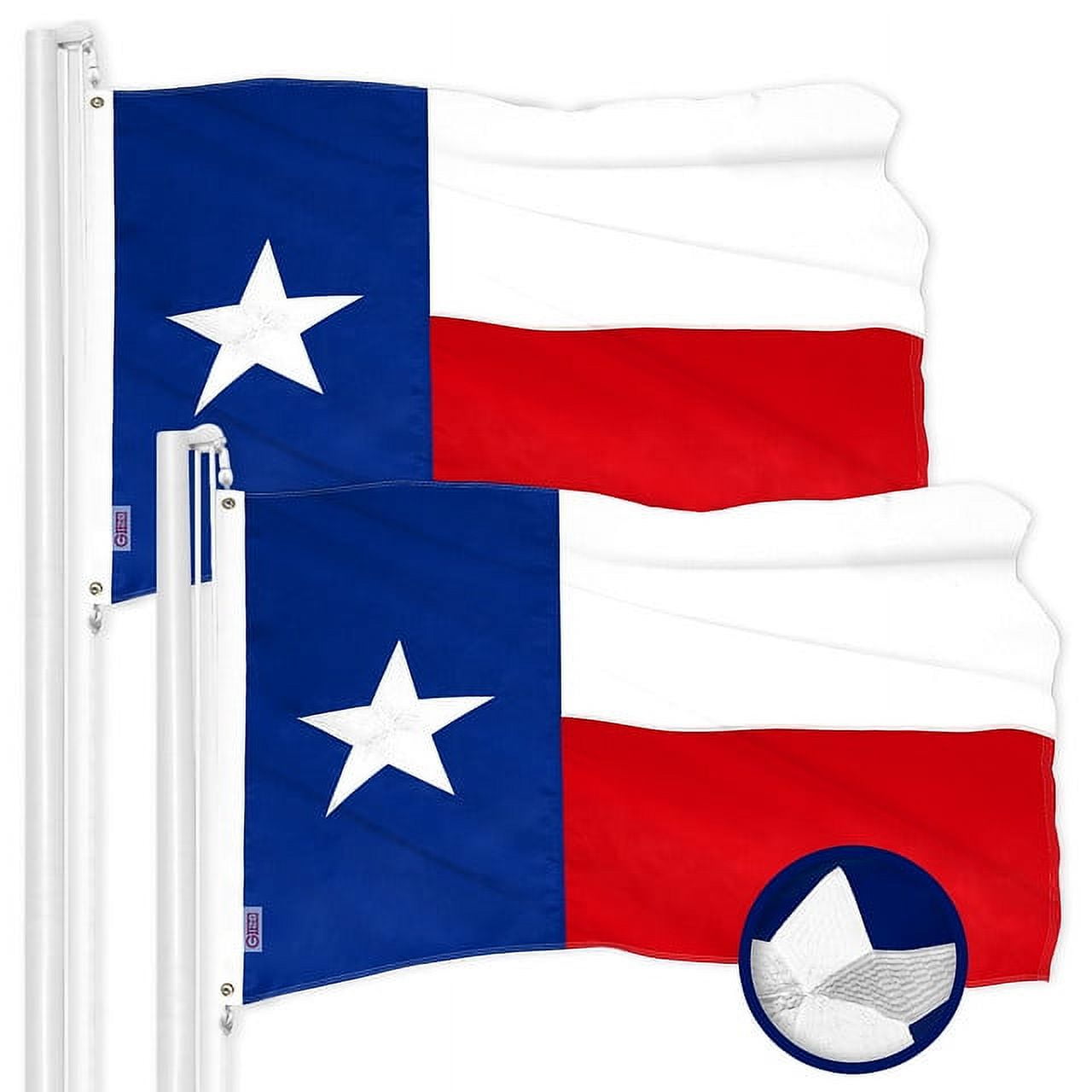 Texas TX State Flag 2x3FT 2-Pack Embroidered Polyester By G128 ...
