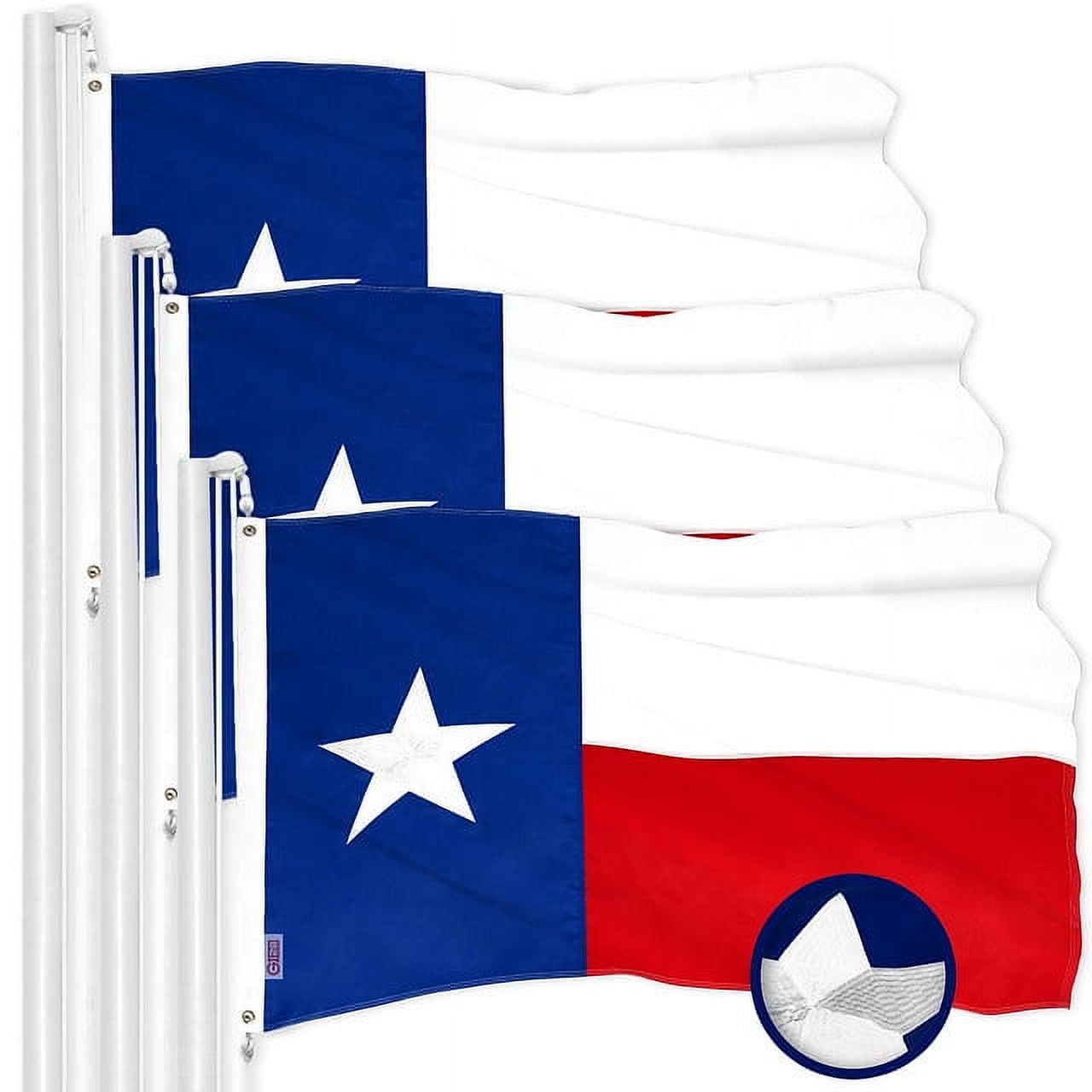 Texas TX State Flag 3x5FT 3-Pack Embroidered Polyester By G128 ...