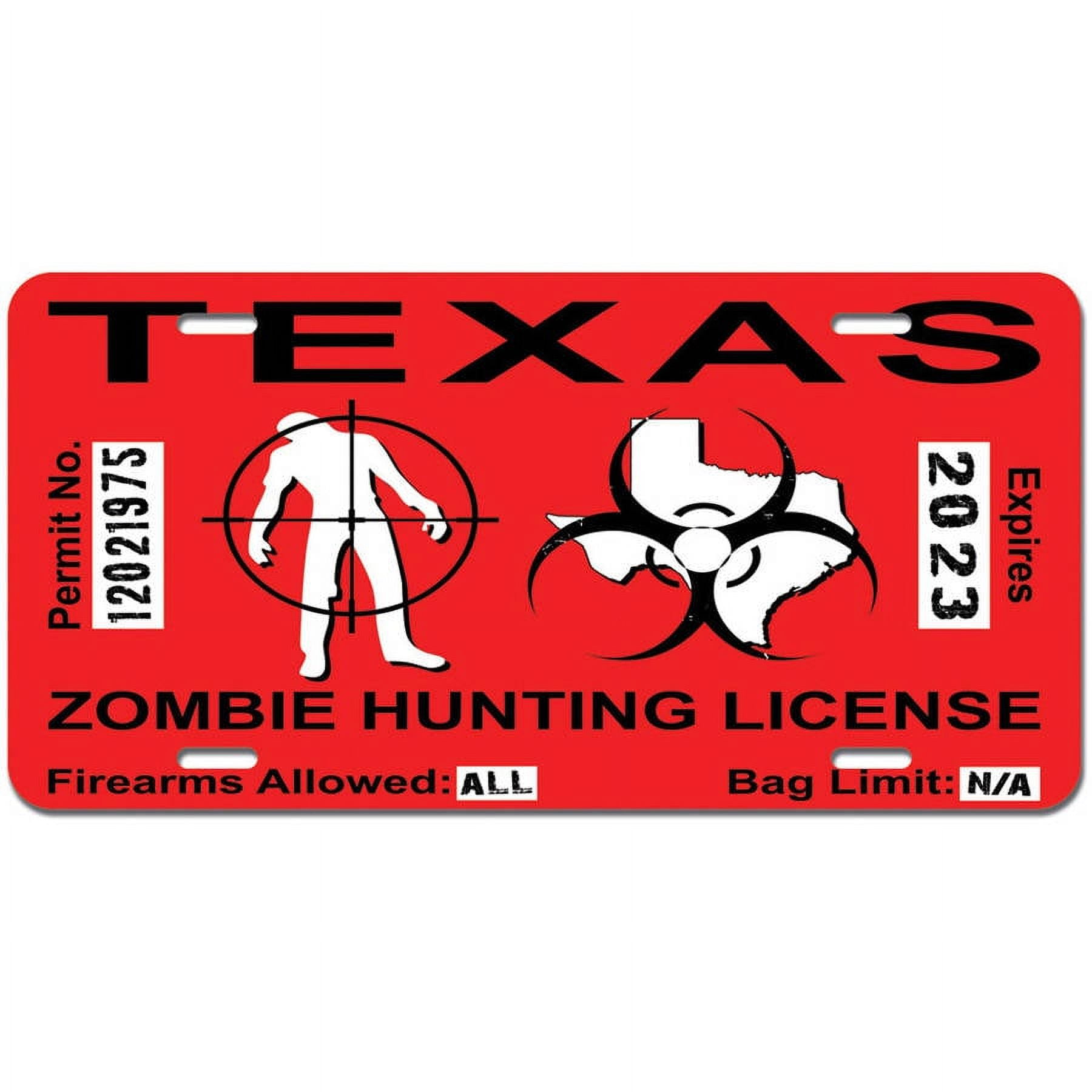Texas TX Zombie Hunting License Permit Red - Biohazard Response Team ...