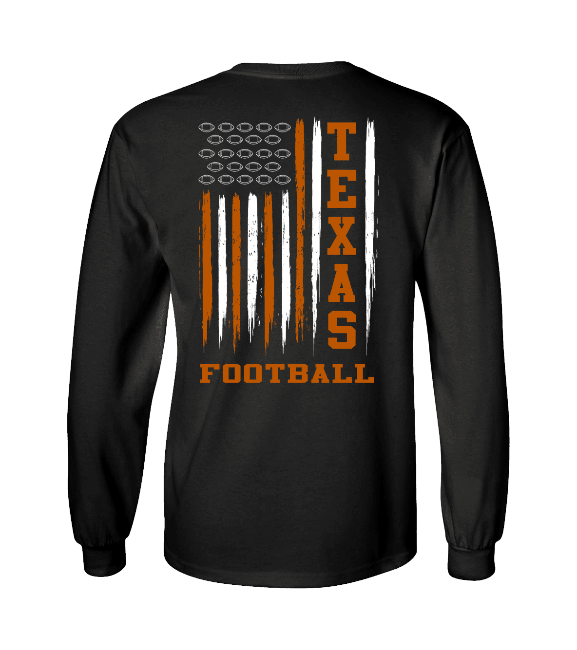 Texas Team Colors Football American Flag Unisex Long Sleeve T-shirt ...