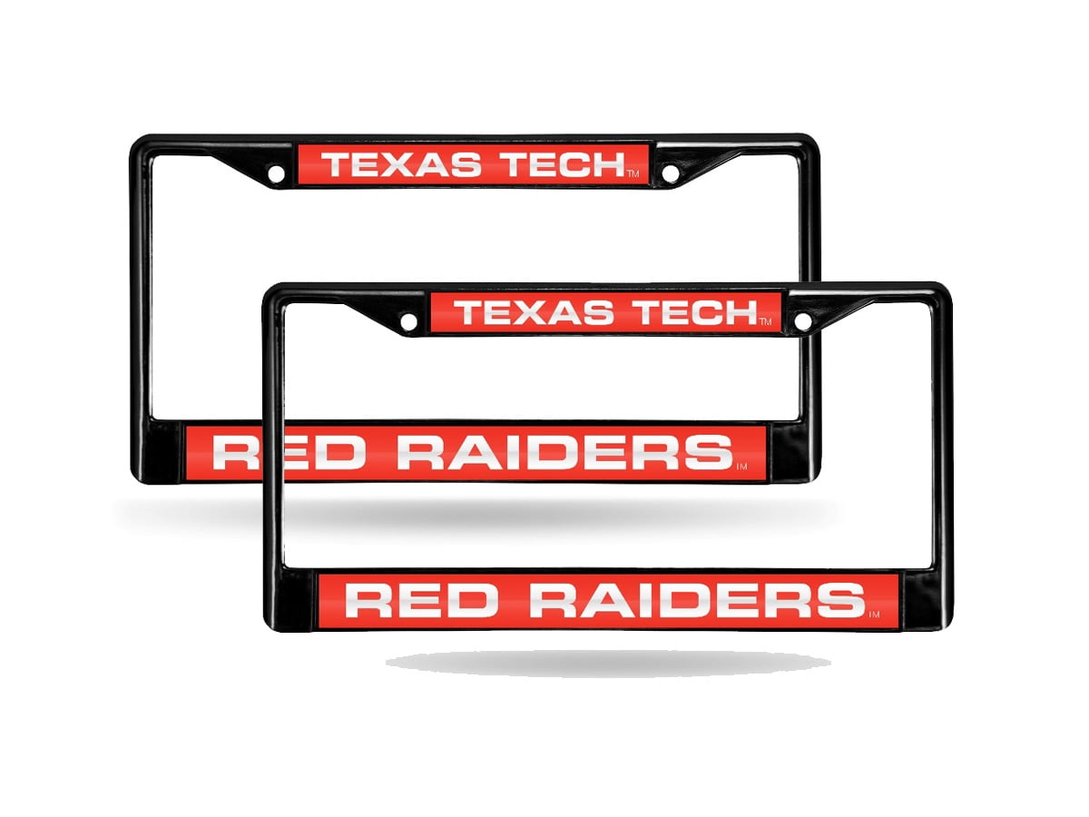Texas-Tech Raider's Black Metal Laser License Plate Frame - Set of 2 ...