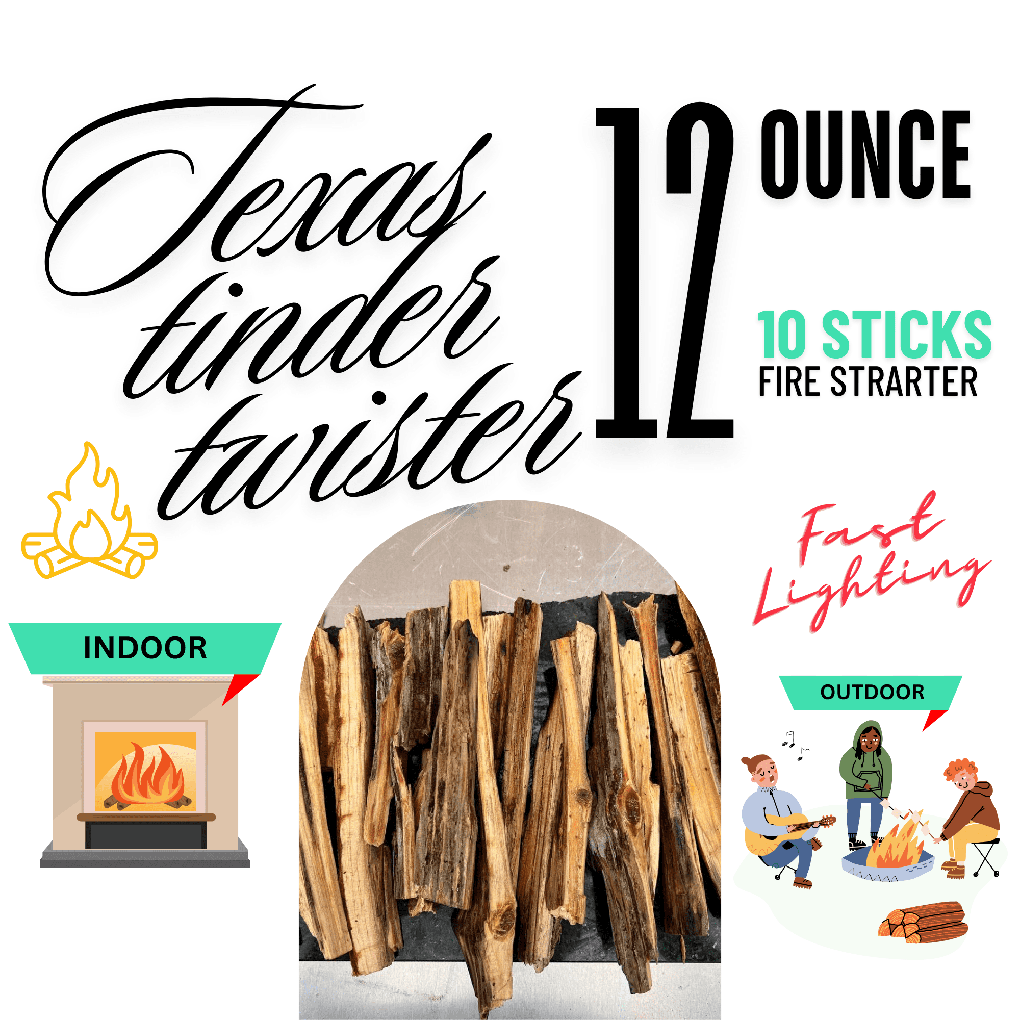 Texas Tinder Twister Fire Starter - 12 Ounce, 10 Sticks - Walmart.com
