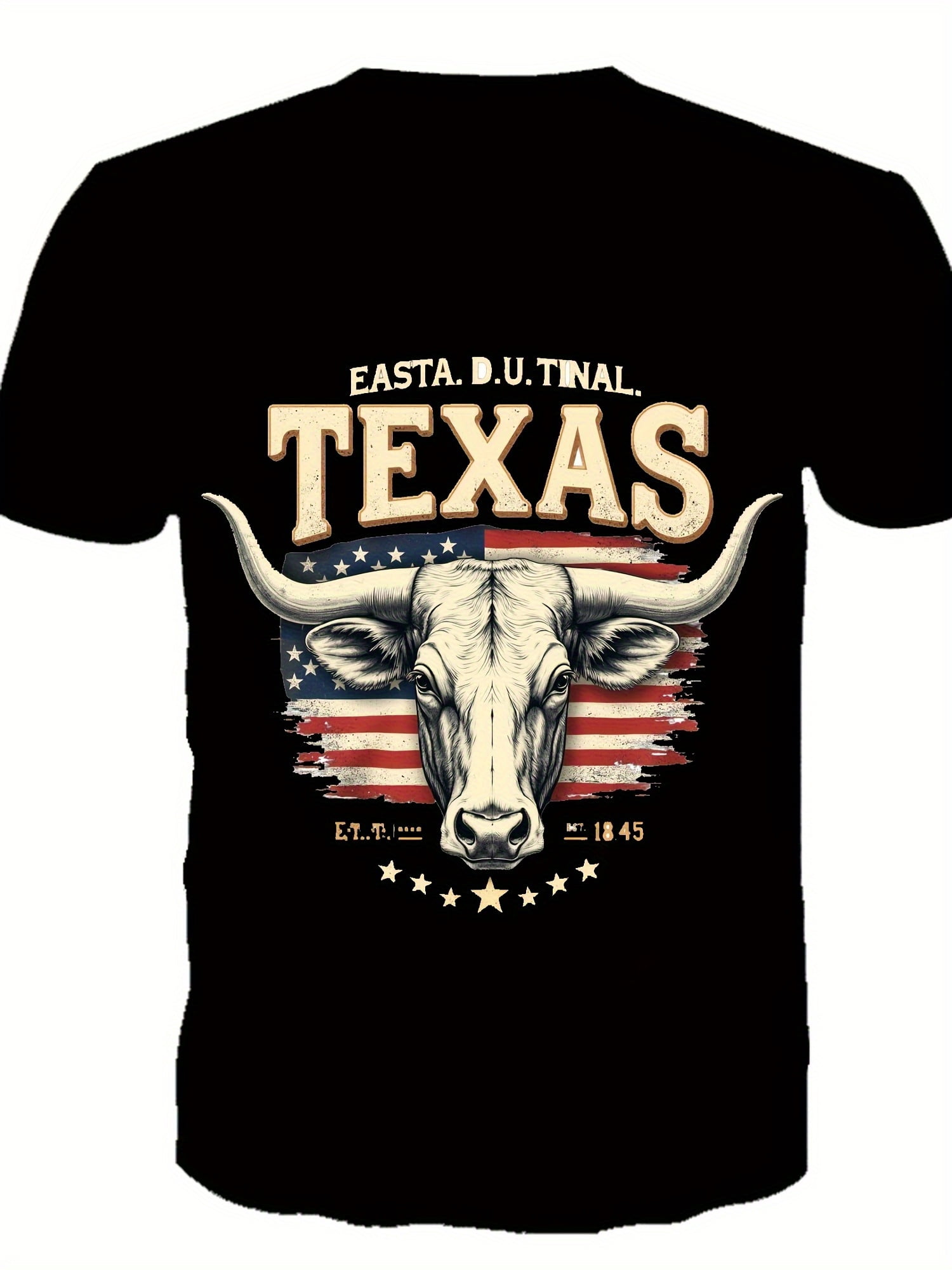 Texas USA Flag Longhorn Graphic T-Shirt - Men'S Black Ch American Flag ...