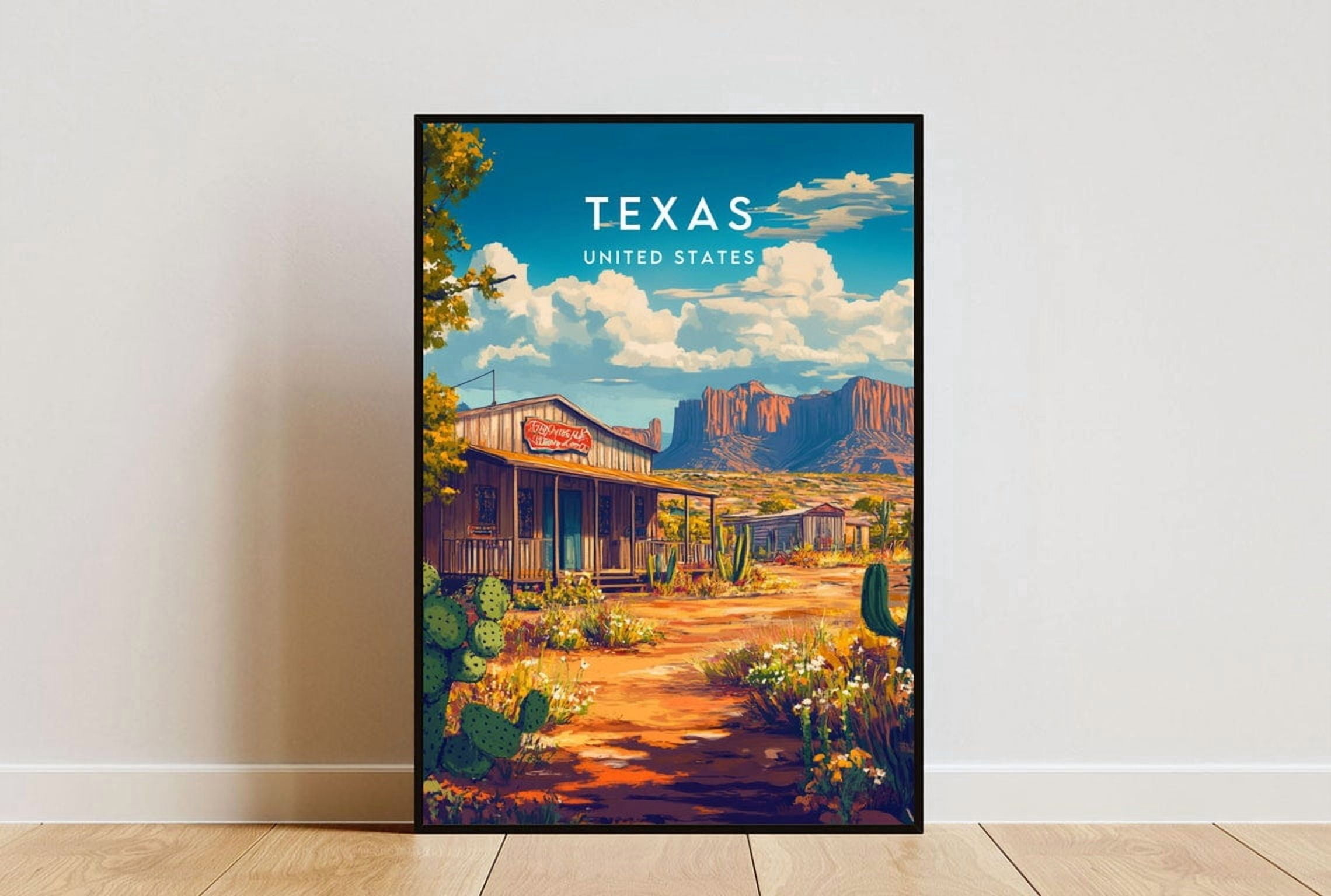 Texas USA Travel Wall Art Print, State Decor And American Western ...