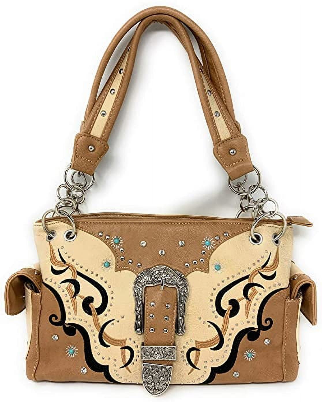 Texas West Female Tooled Leather/Laser Cut Purse Buckle Handbag and ...