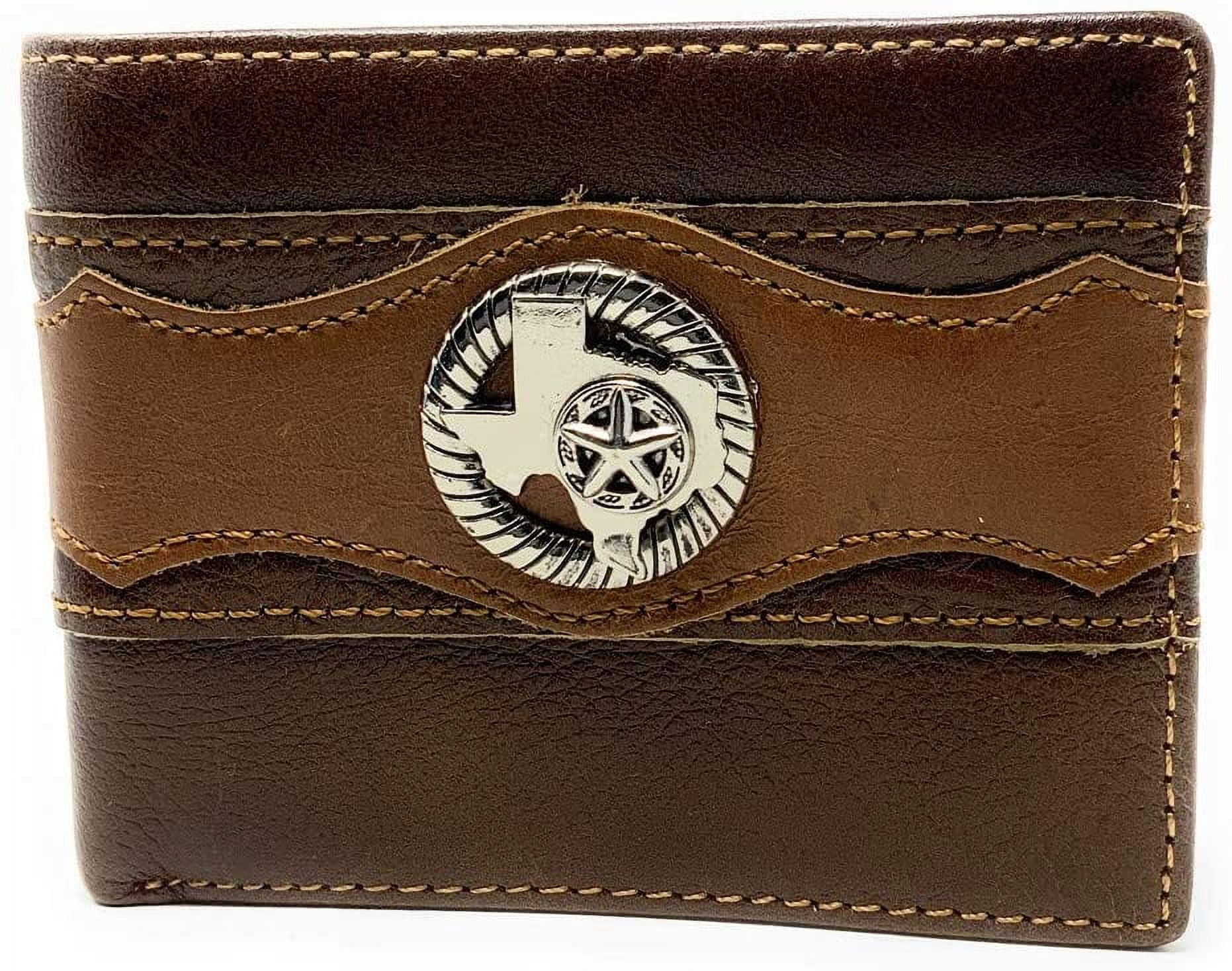 Texas West Tooled Texas State Map Genuine Glossy Leather Men's Wallet ...