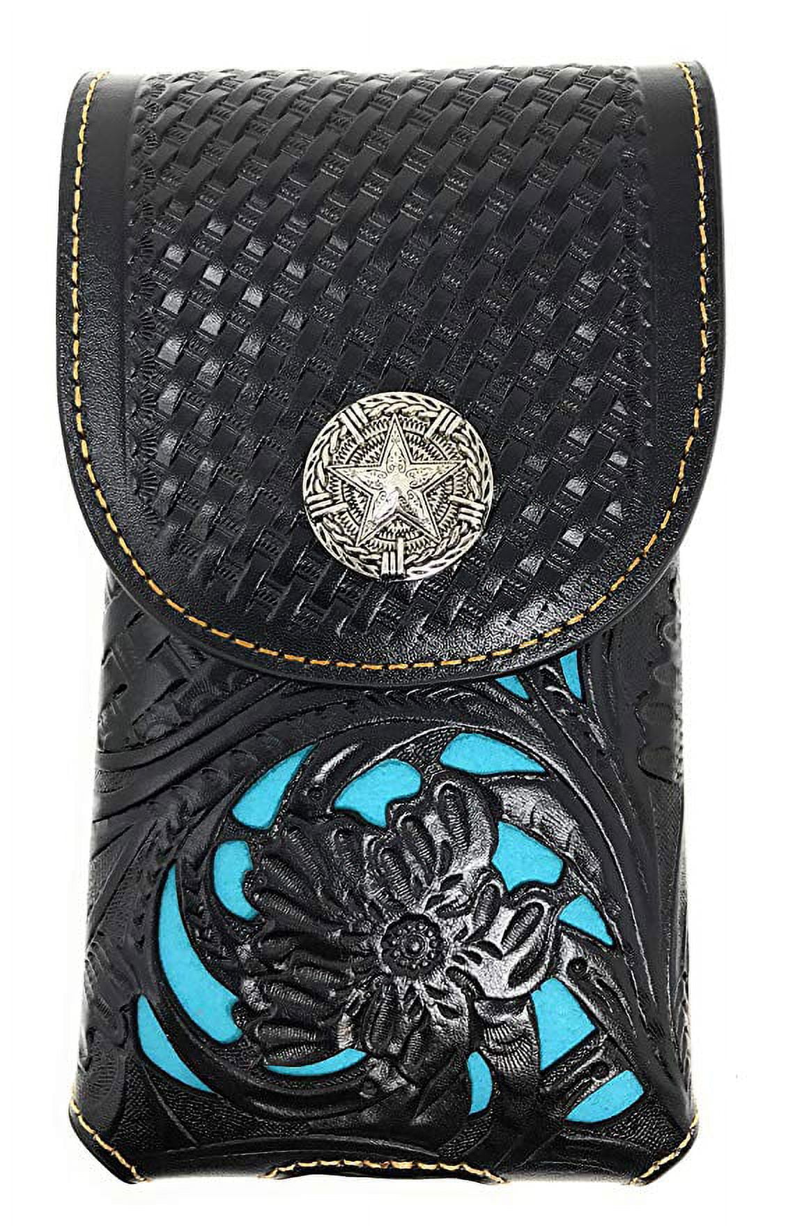 Texas West Western Cowboy Tooled Floral Leather Lone Star Concho Belt ...