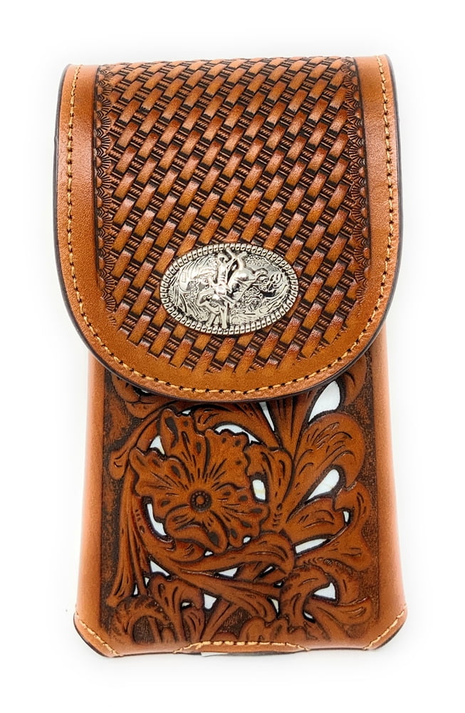 Texas West Western Cowboy Tooled Floral Leather Rodeo Concho Belt Loop ...