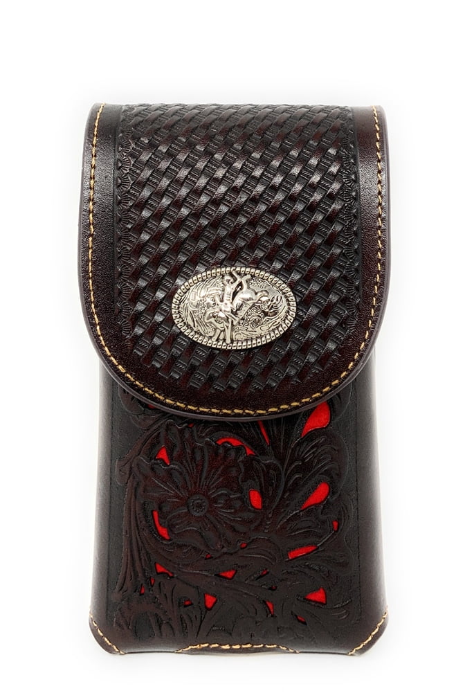 Texas West Western Cowboy Tooled Floral Leather Rodeo Concho Belt Loop ...