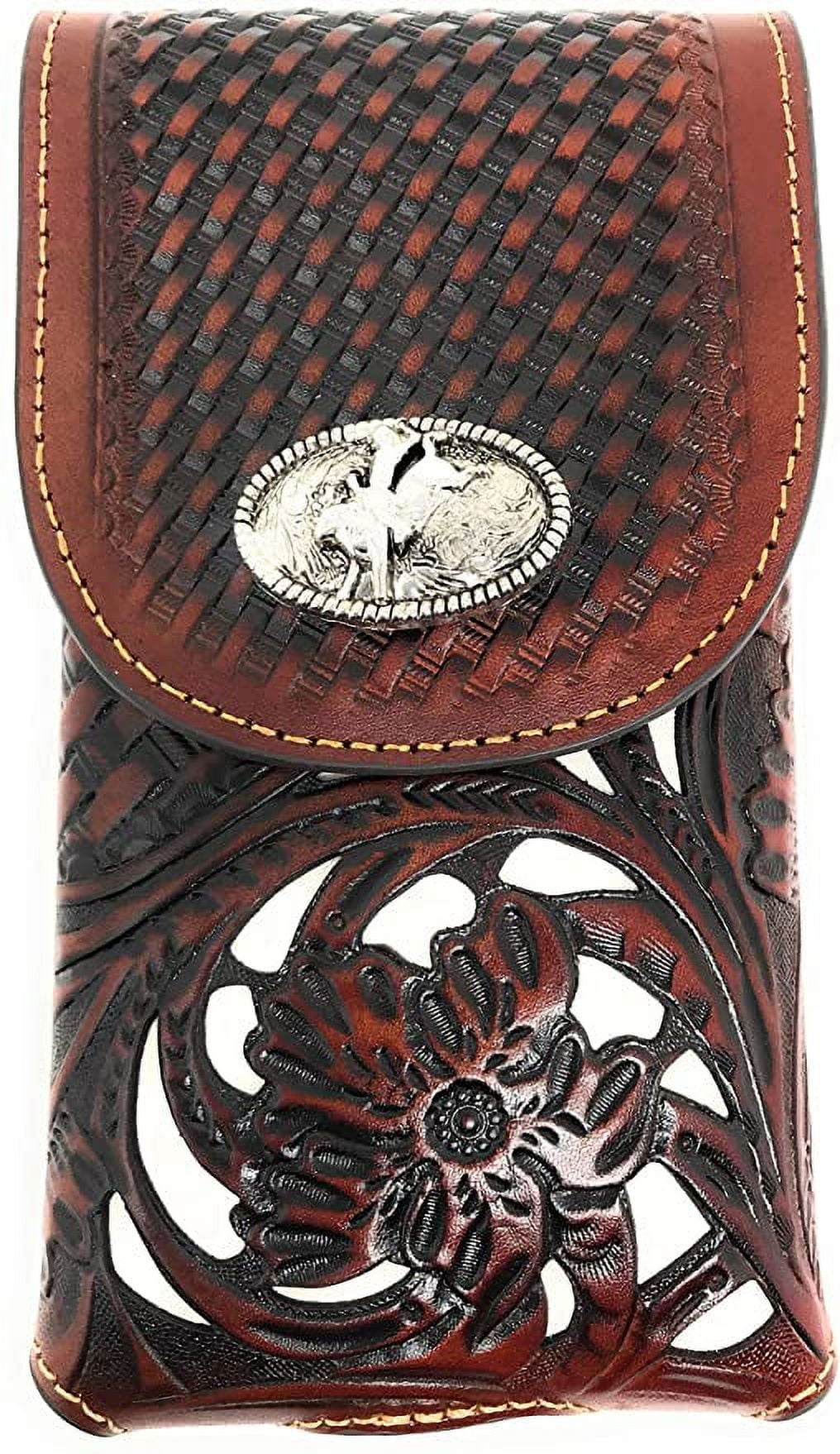 Texas West Western Cowboy Tooled Floral Leather Rodeo Concho Belt Loop ...