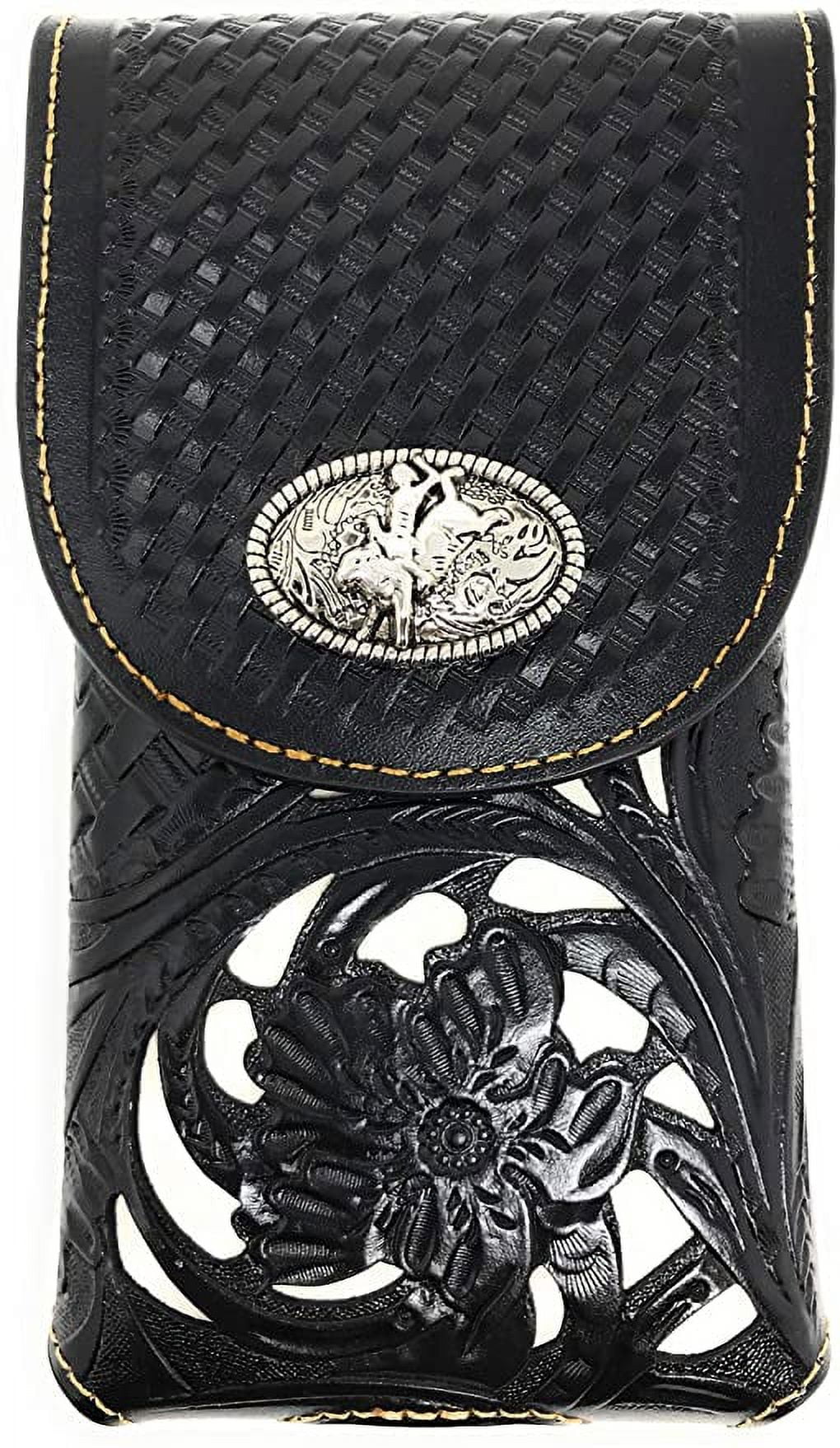 Texas West Western Cowboy Tooled Floral Leather Rodeo Concho Belt Loop ...