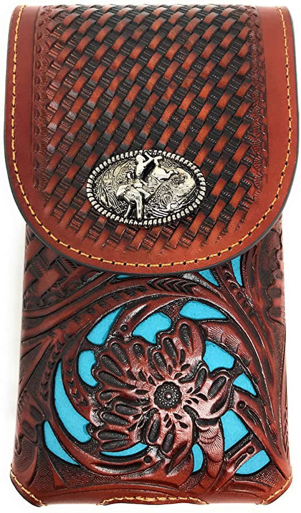 Texas West Western Cowboy Tooled Floral Leather Rodeo Concho Belt Loop ...