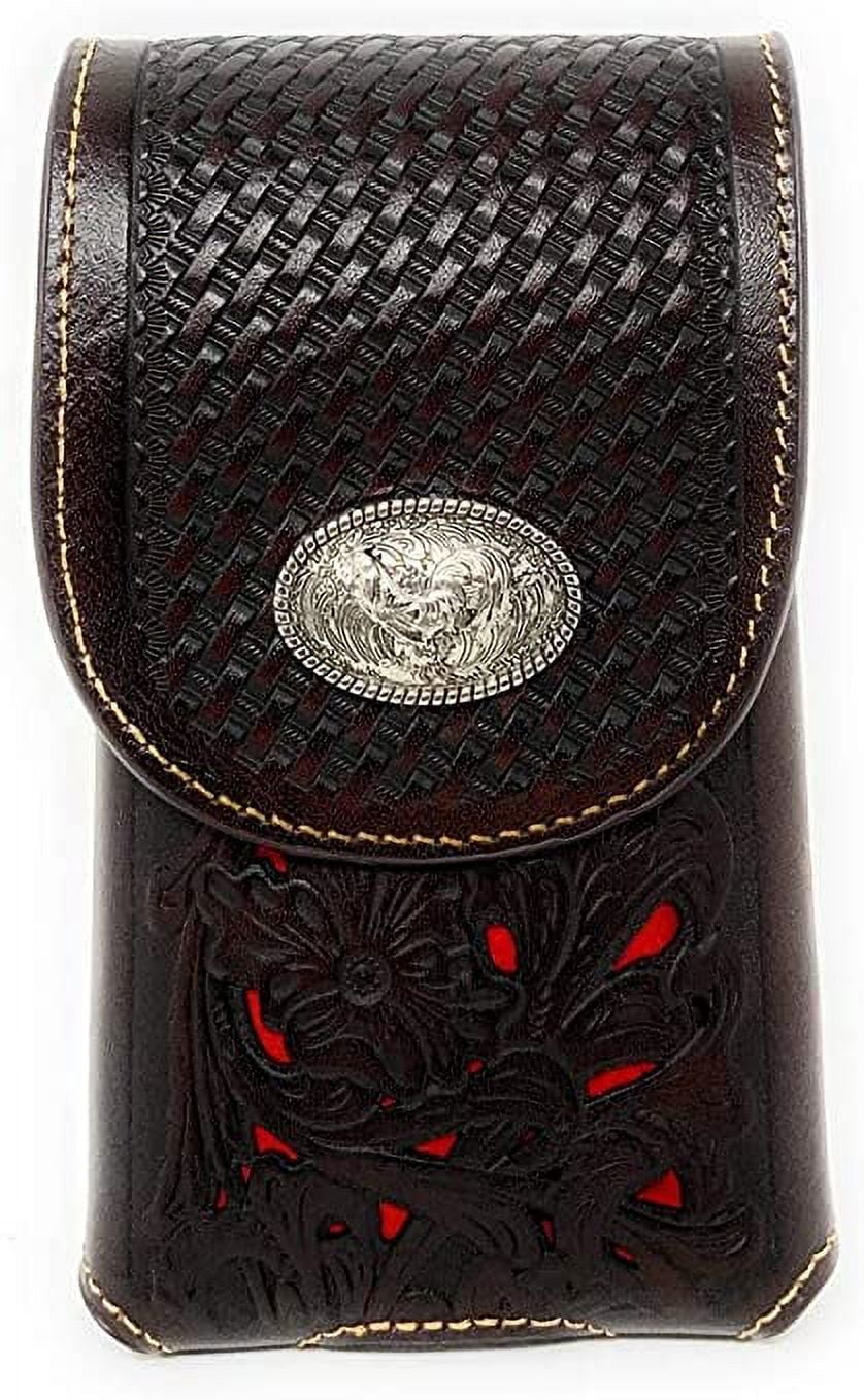 Texas West Western Cowboy Tooled Floral Leather Rooster Concho Belt ...