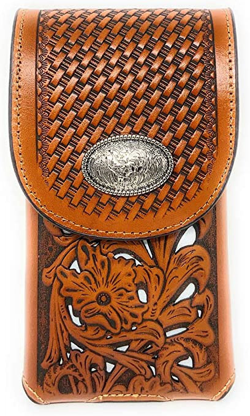 Texas West Western Cowboy Tooled Floral Leather Rooster Concho Belt ...