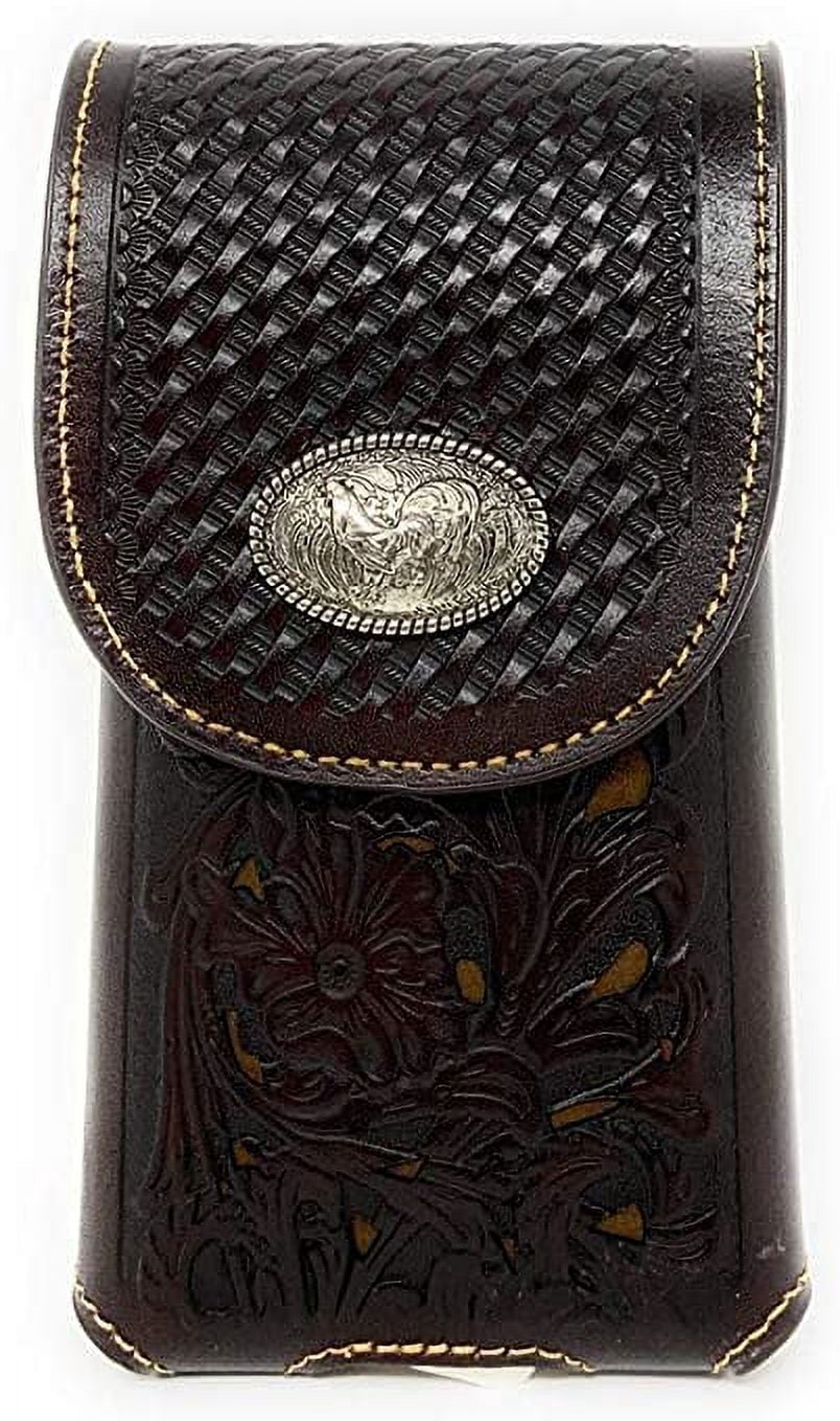 Texas West Western Cowboy Tooled Floral Leather Rooster Concho Belt ...