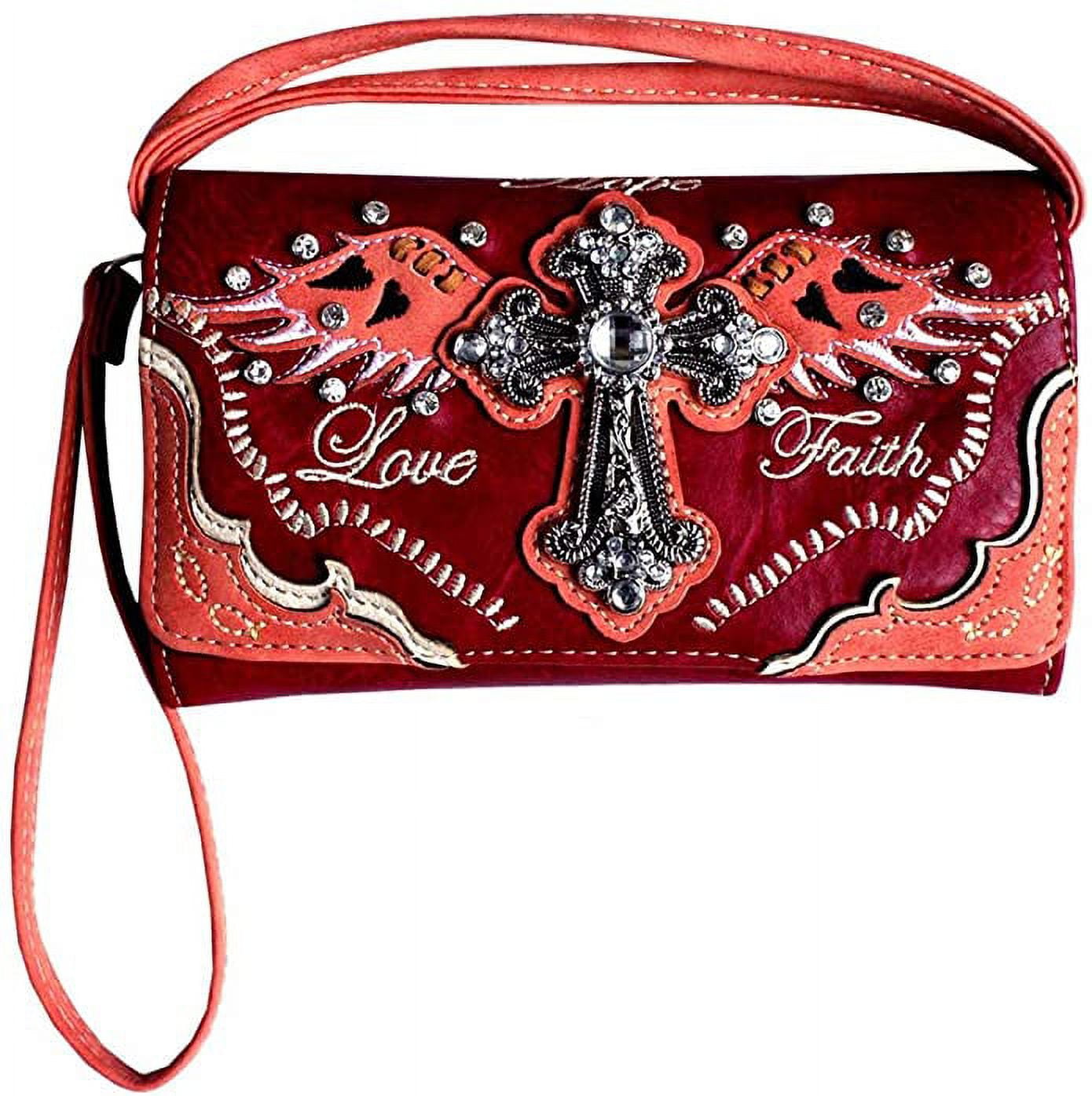 Texas West Western Rhinestone Laser Cut Cross Crossbody Small Pouch ...