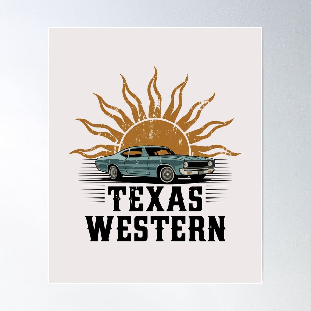 Texas Western Car Vintage Poster Wall Art, Modern Wall Decor For Living ...