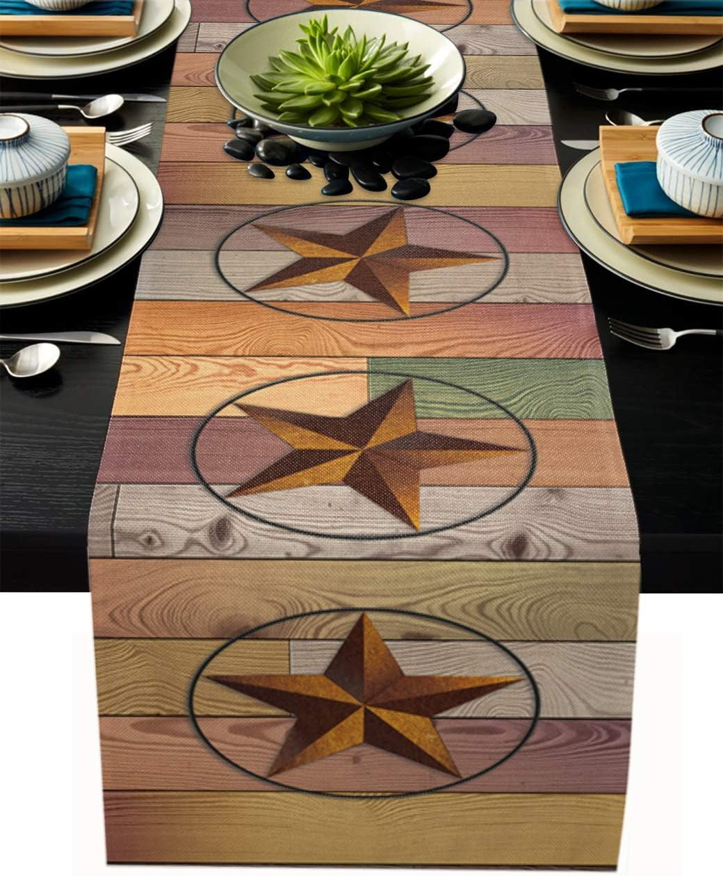 Texas Western Star Rustic Linen Table Runners Farmhouse Country Barn ...