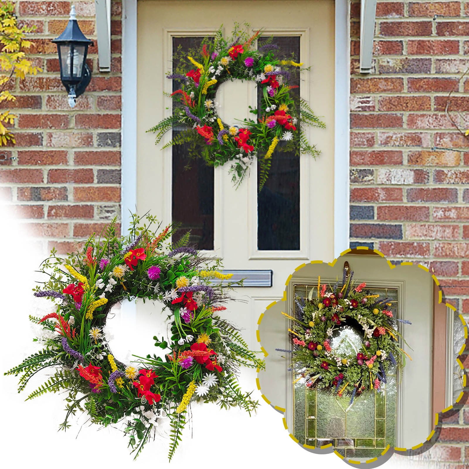 Texas Wildflower Wreath Spring and Summer Plastic Wreath Home Patio ...