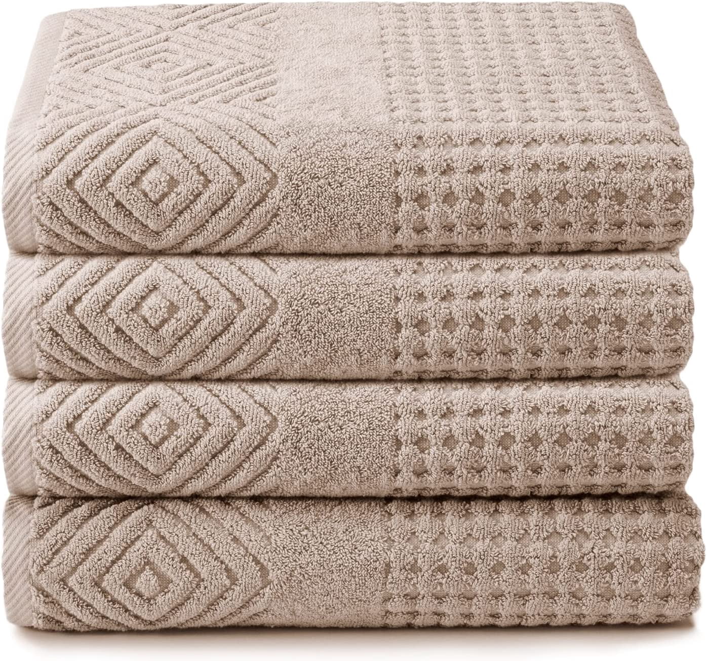 Texere 100% Organic Cotton Diamond Jacquard 700 GSM Luxury Bath Towel ...