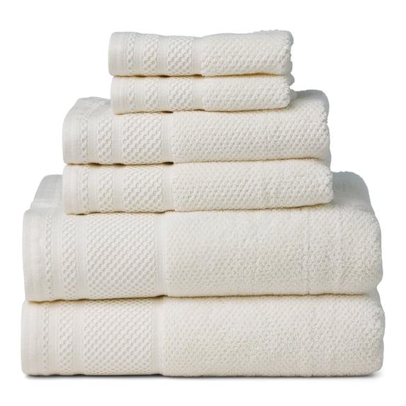 Texere 100% Organic Cotton Rice Weave Bath Towel Sets, Cream (6 Piece ...