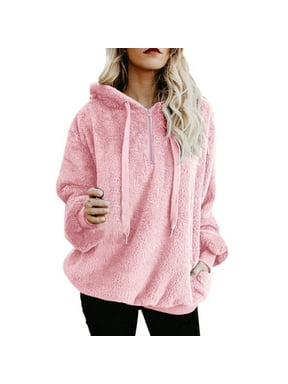 DEVOPS Women's Fuzzy Fleece Pullover Hoodie, Oversized with Pockets ...