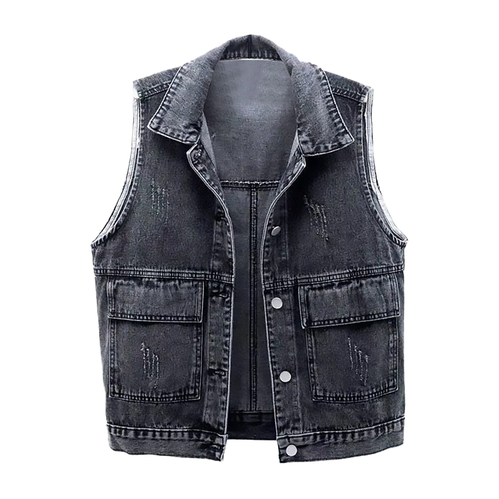 Texiao Sleeveless Sweater Jackets For Women, Wide Neck Leather Jacket ...