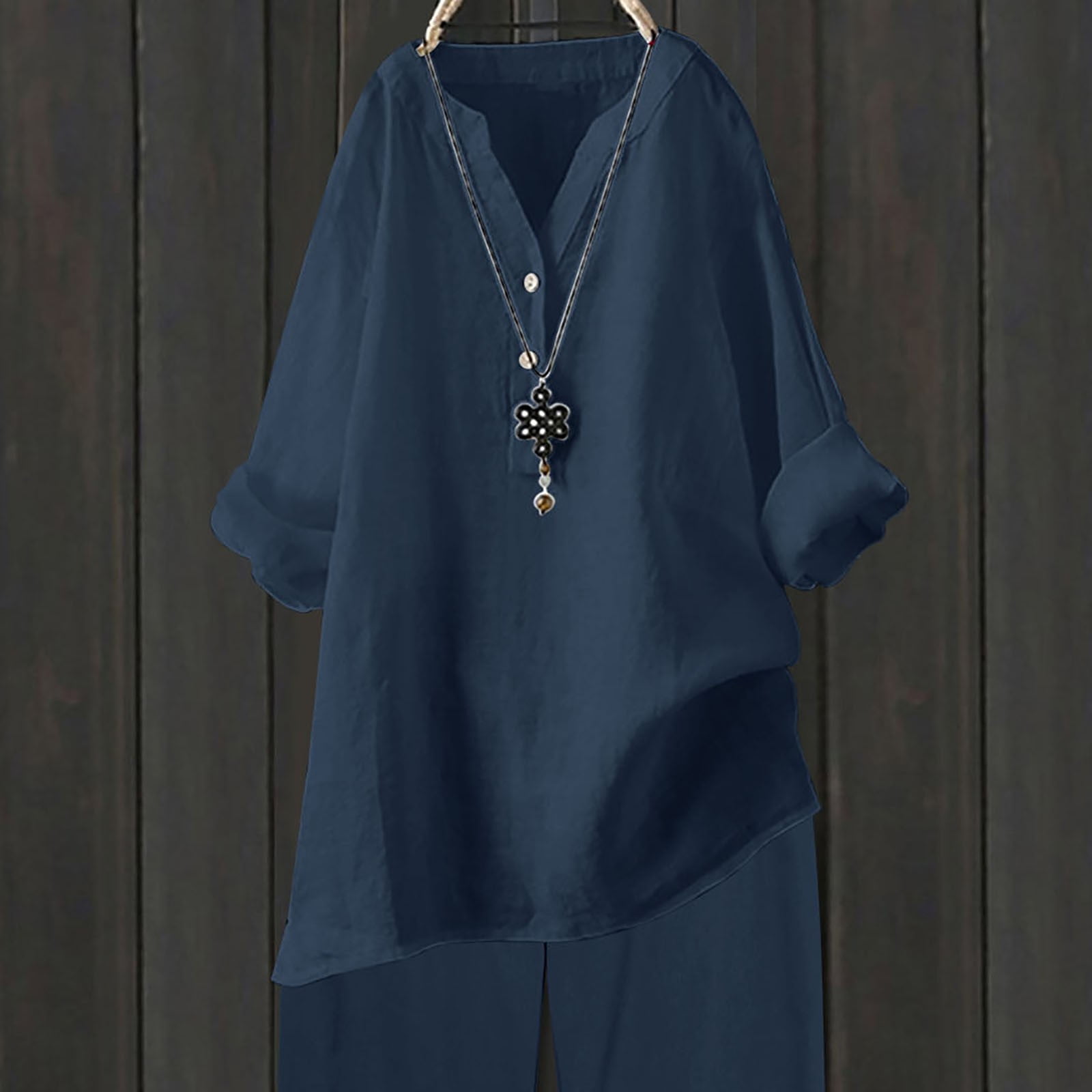 Texiao Women's Casual Spring Summer Solid V Neck Long Sleeve Shirt Tops ...