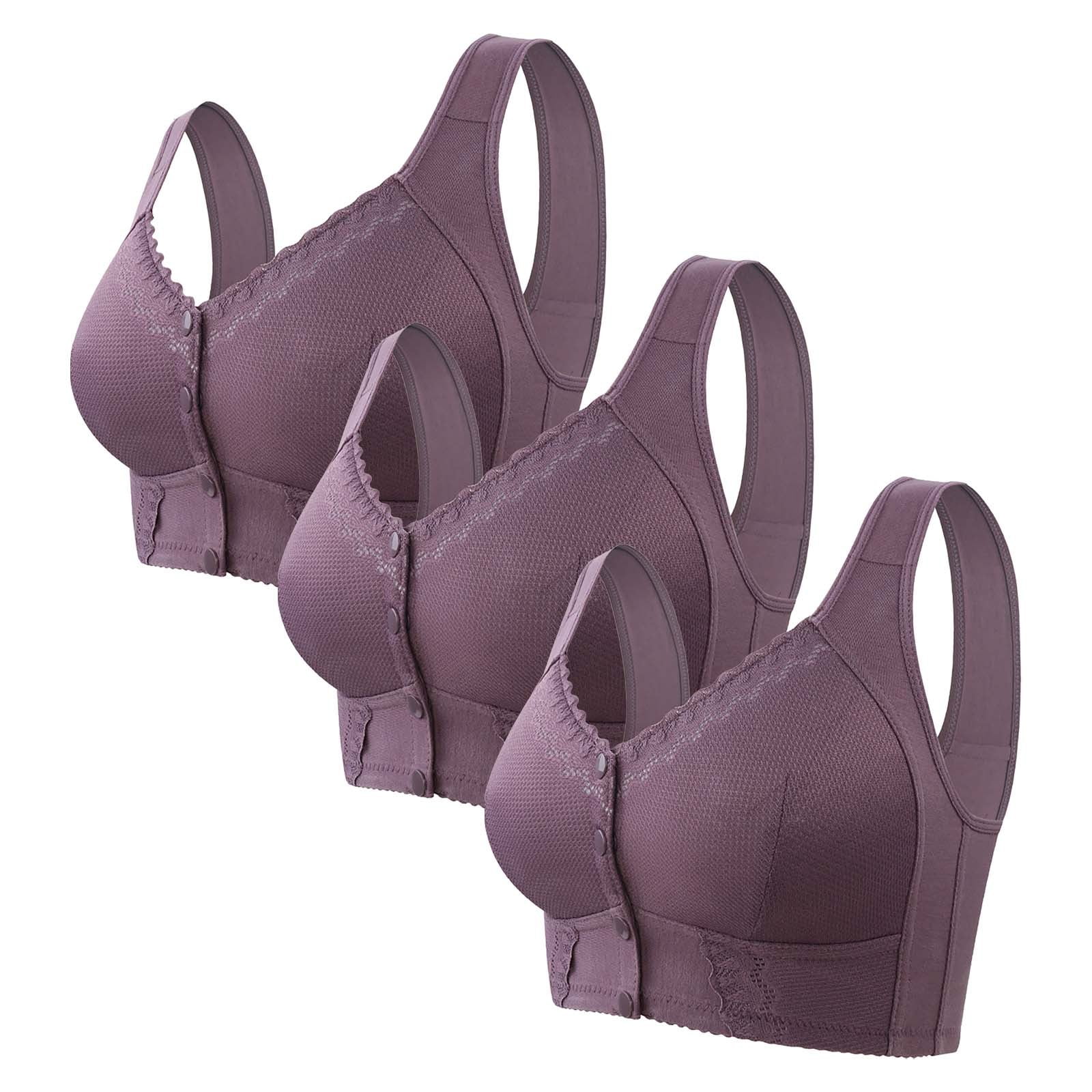 Texiao Women's Front Close Longline Bra for Seniors Wirefree Bras ...
