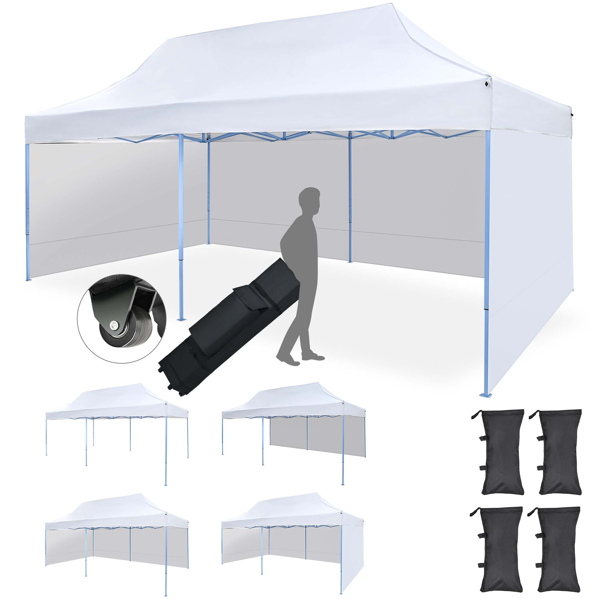 Texinpress 10x10 Ez Pop Up Commercial Canopy Tent with Sidewalls, Gray ...