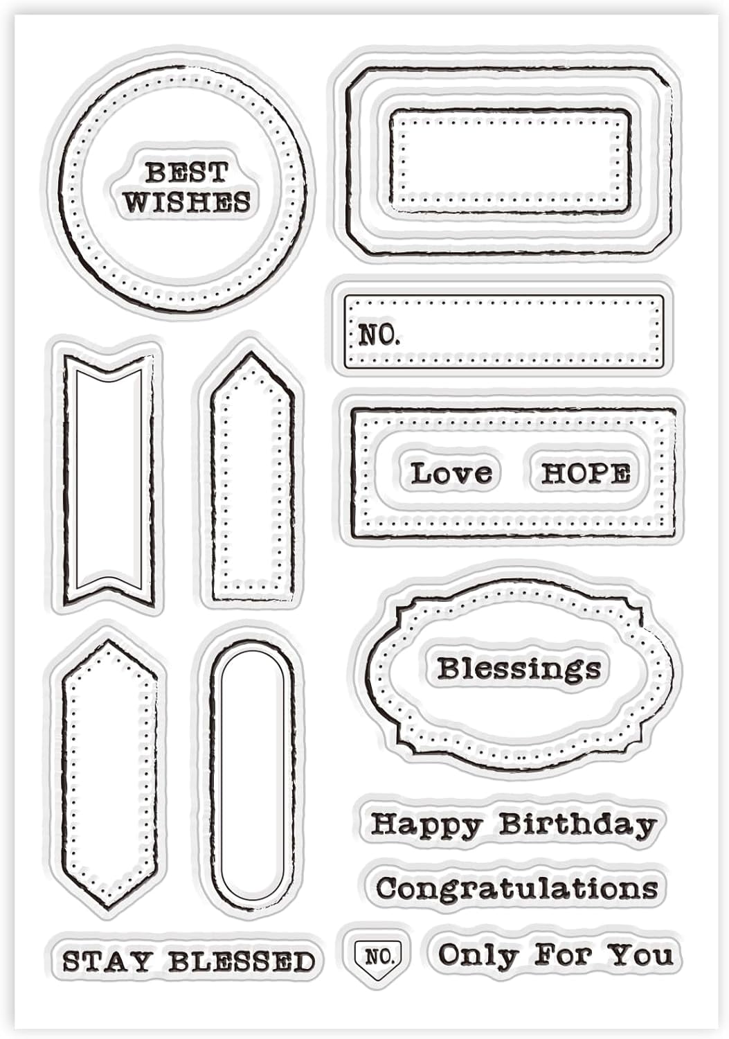 Text Border Stamps Label Frame Silicone Clear Stamp Seals Blessing ...