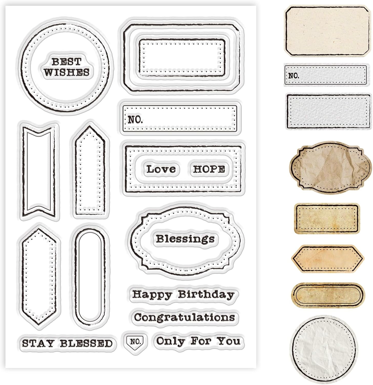 Text Border Stamps Label Frame Silicone Clear Stamp Seals Blessing ...
