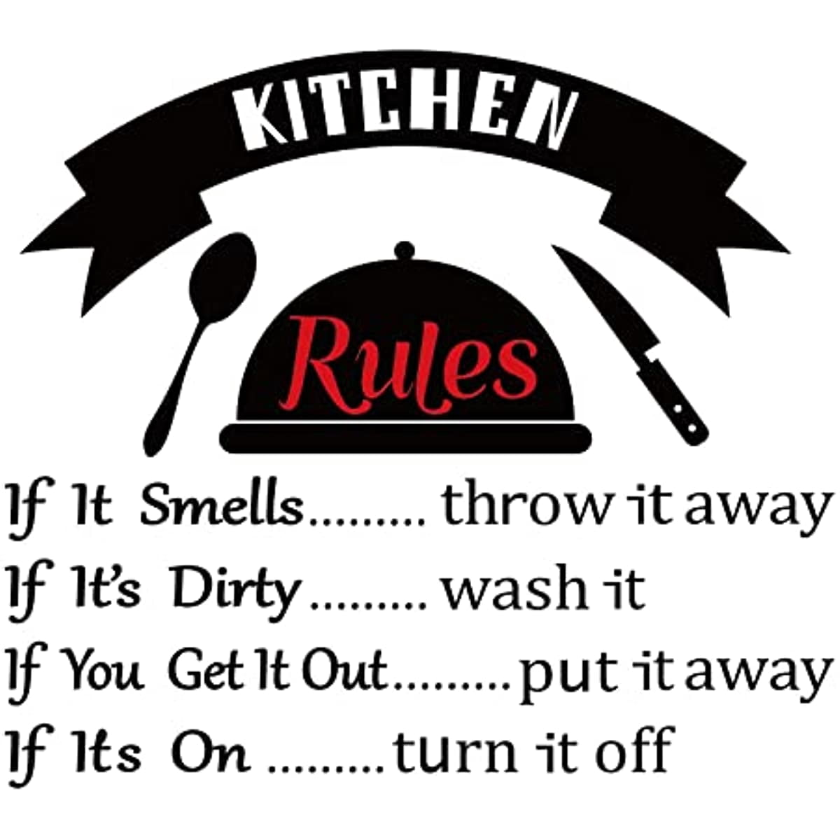 Text Kitchen Rules PVC Wall Stickers Funny Art Wall Decals Vinyl Wall ...