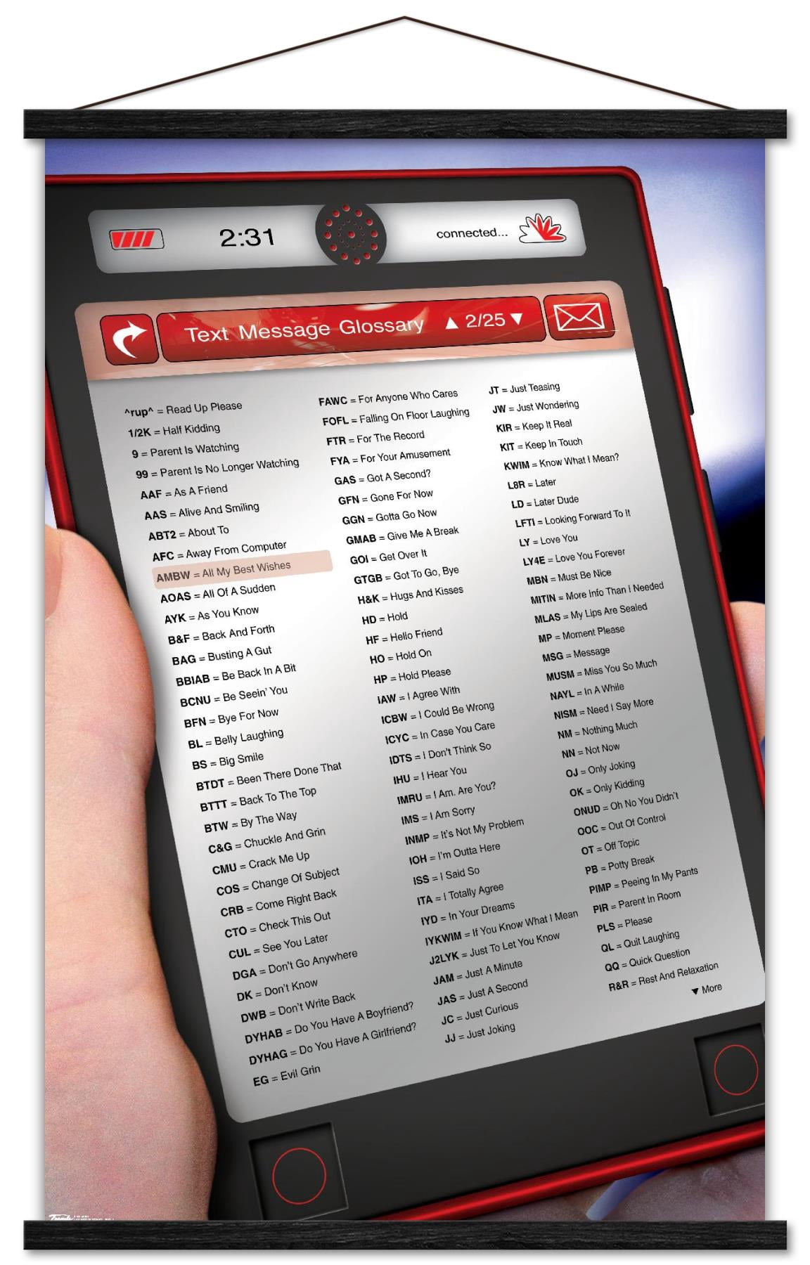 Text Msg Glossary 2 Wall Poster with Wooden Magnetic Frame, 22.375" x ...