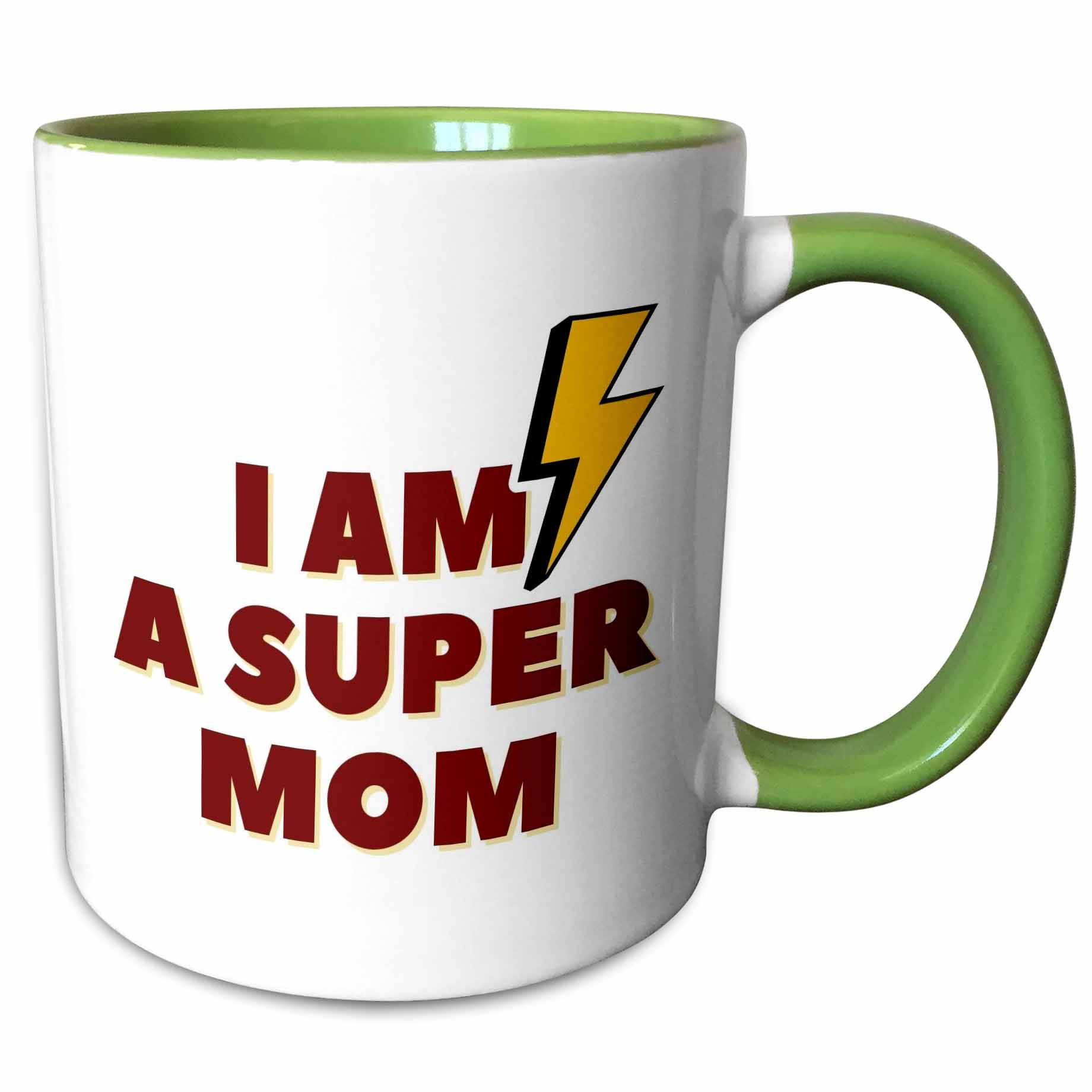 3drose, Text of I Am a Super Mom, 11oz Two-tone Green Mug - Walmart.com