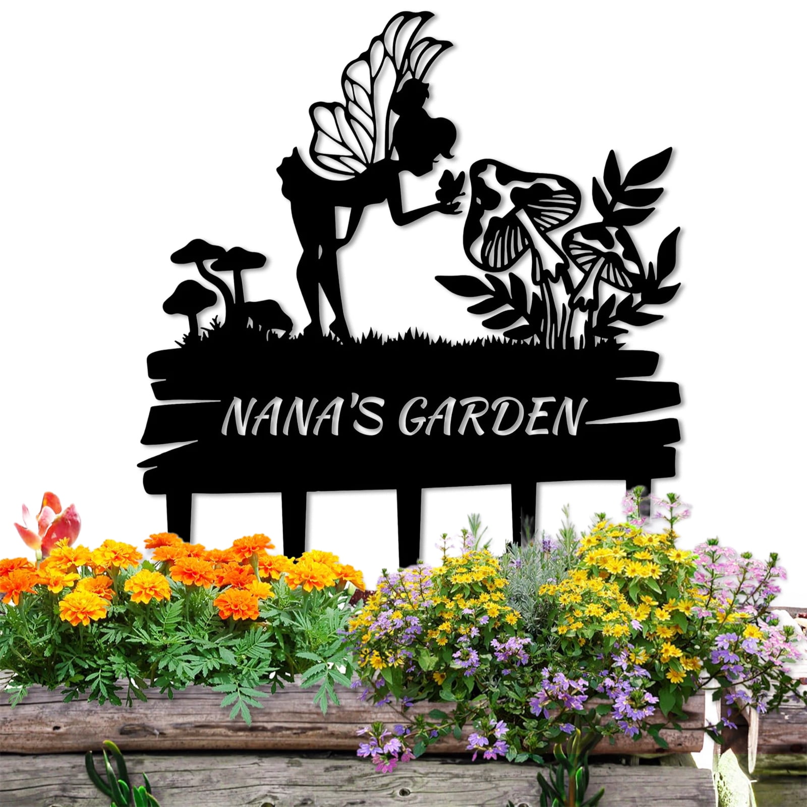 TextAura Custom Fairy Mushroom Garden Signs, Personalized Garden Signs ...