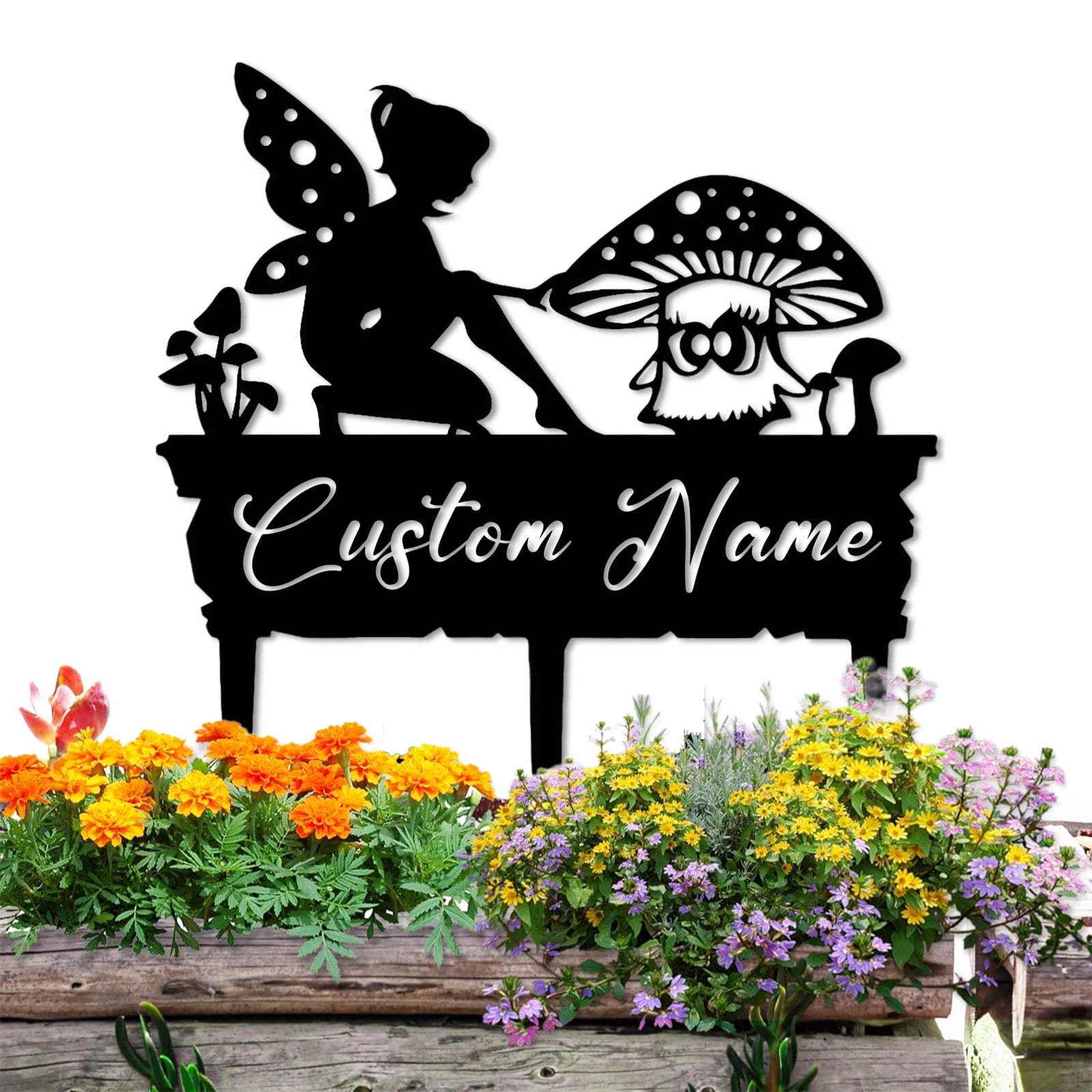 TextAura Personalized Garden Sign - Custom Fairy Mushroom Metal Sign ...