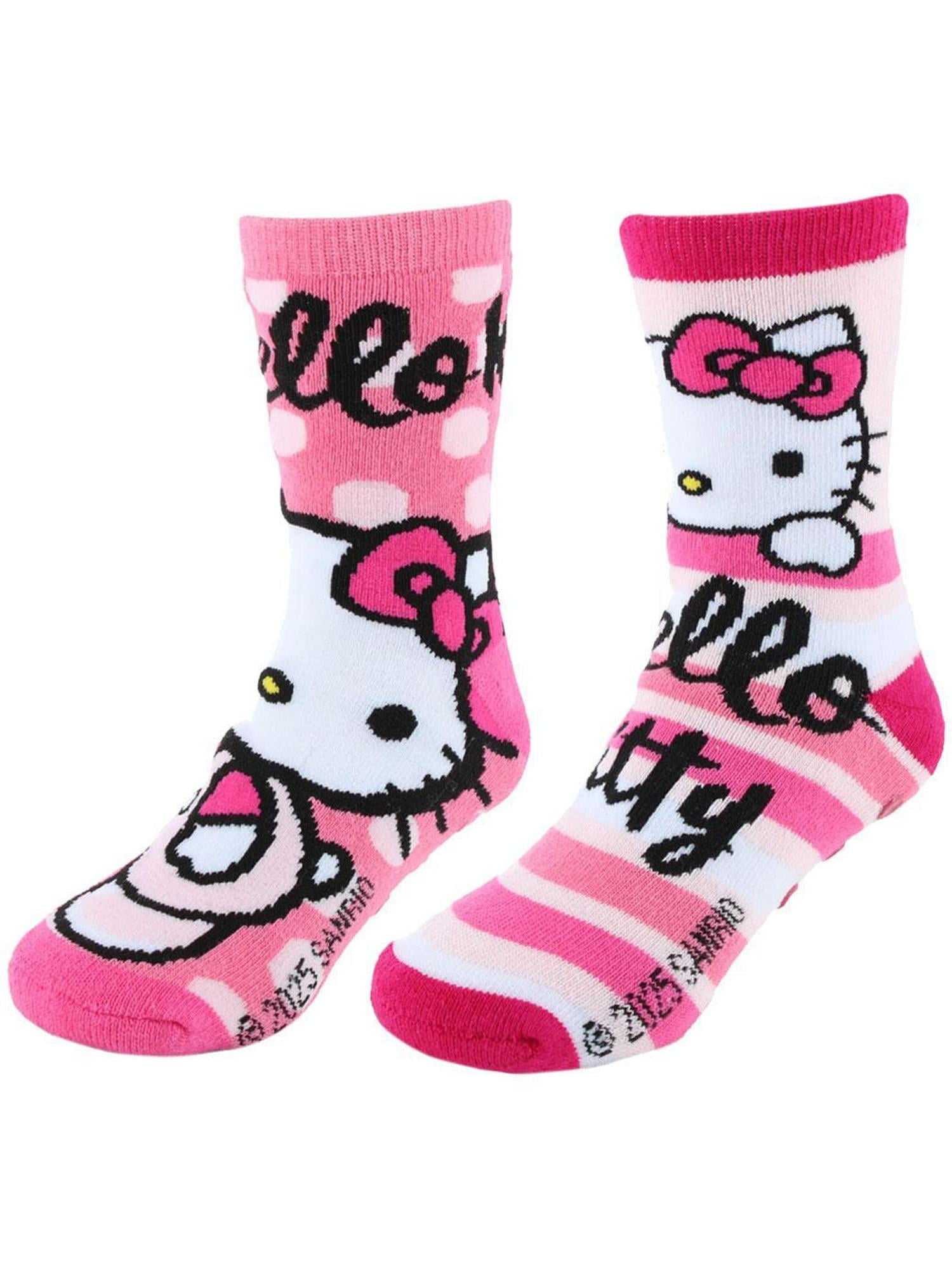 Textiel Trade Girl's Sanrio Hello Kitty Snuggle No-Slip Socks (2 Pairs ...