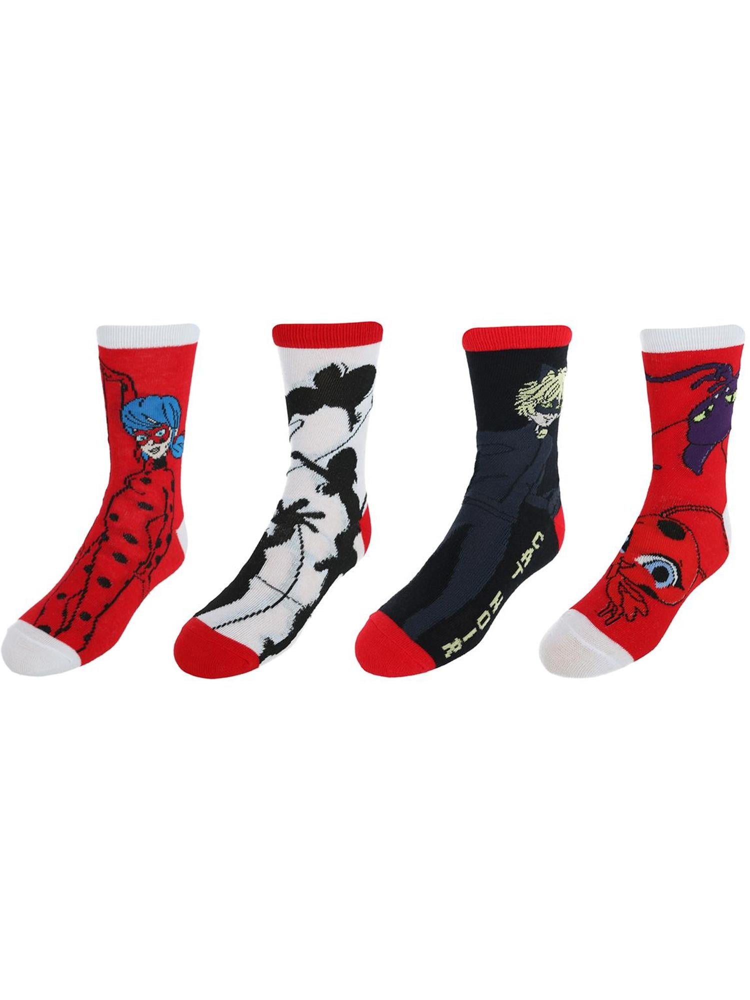 Textiel Trade Kid's Disney Miraculous Ladybug and Cat Noir Crew Socks ...