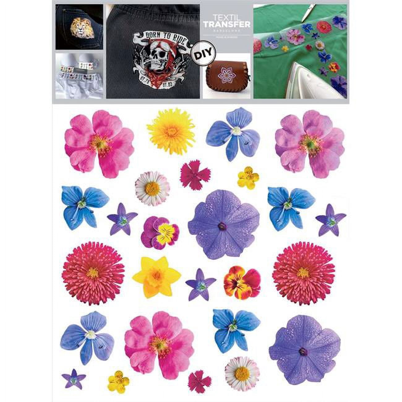 Textil Transfer Fabric Iron-Ons 7.75"X7.75"-Set Of Flowers - Walmart.com