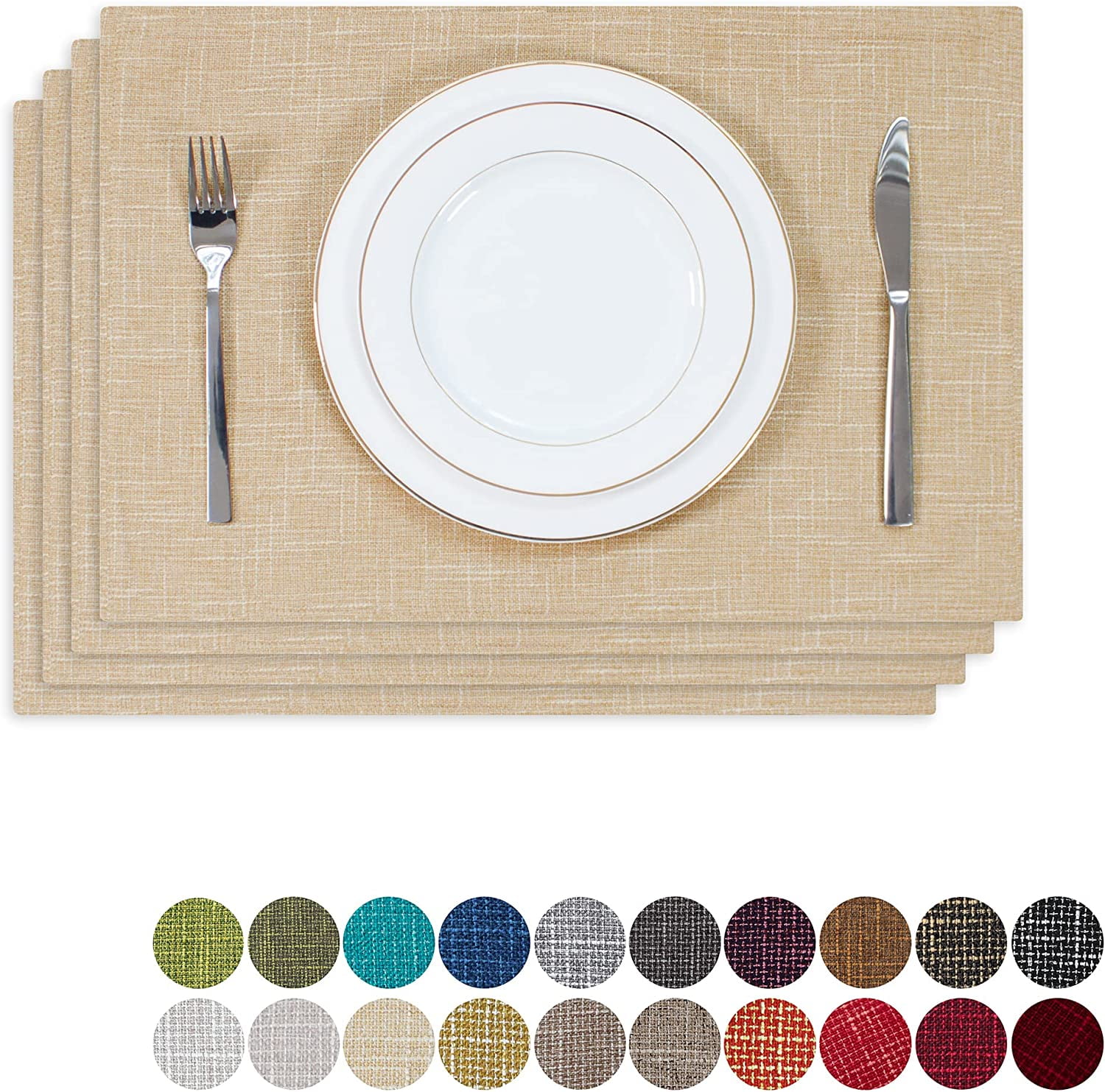 Textile Burlap Linen Placemats Set of 4 Heat Resistant Dining Table ...