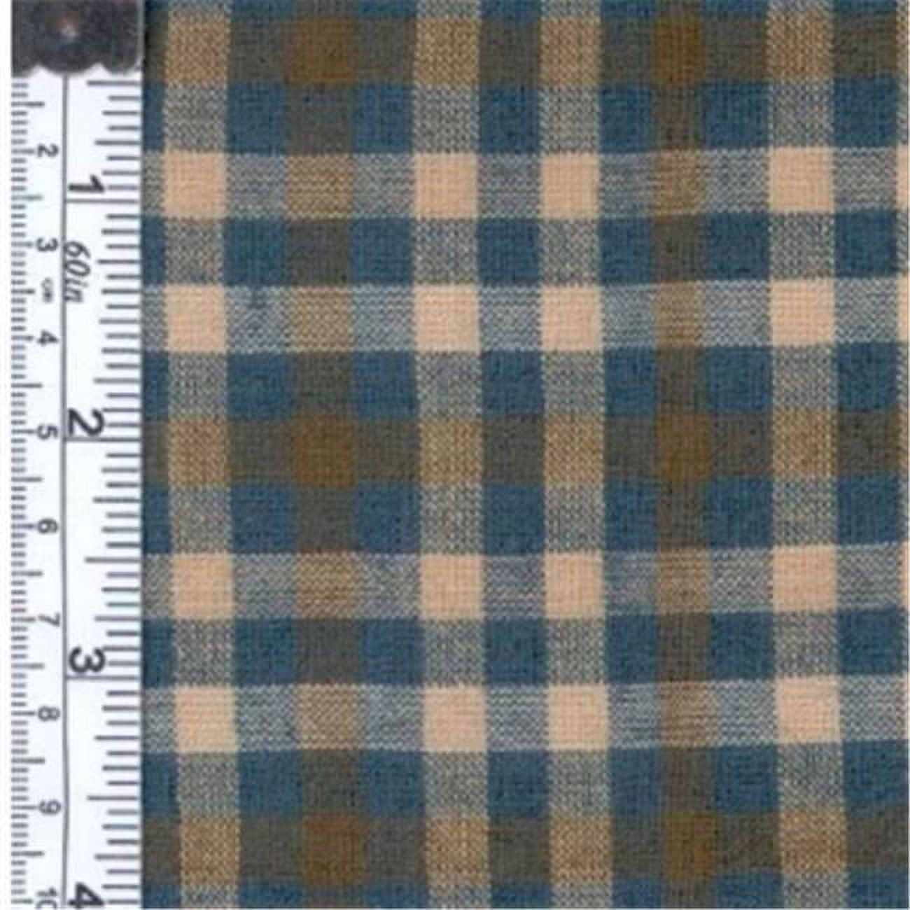 Textile Creations 1341 Rustic Woven Fabric- 0.25 Check Blue- Khaki And ...