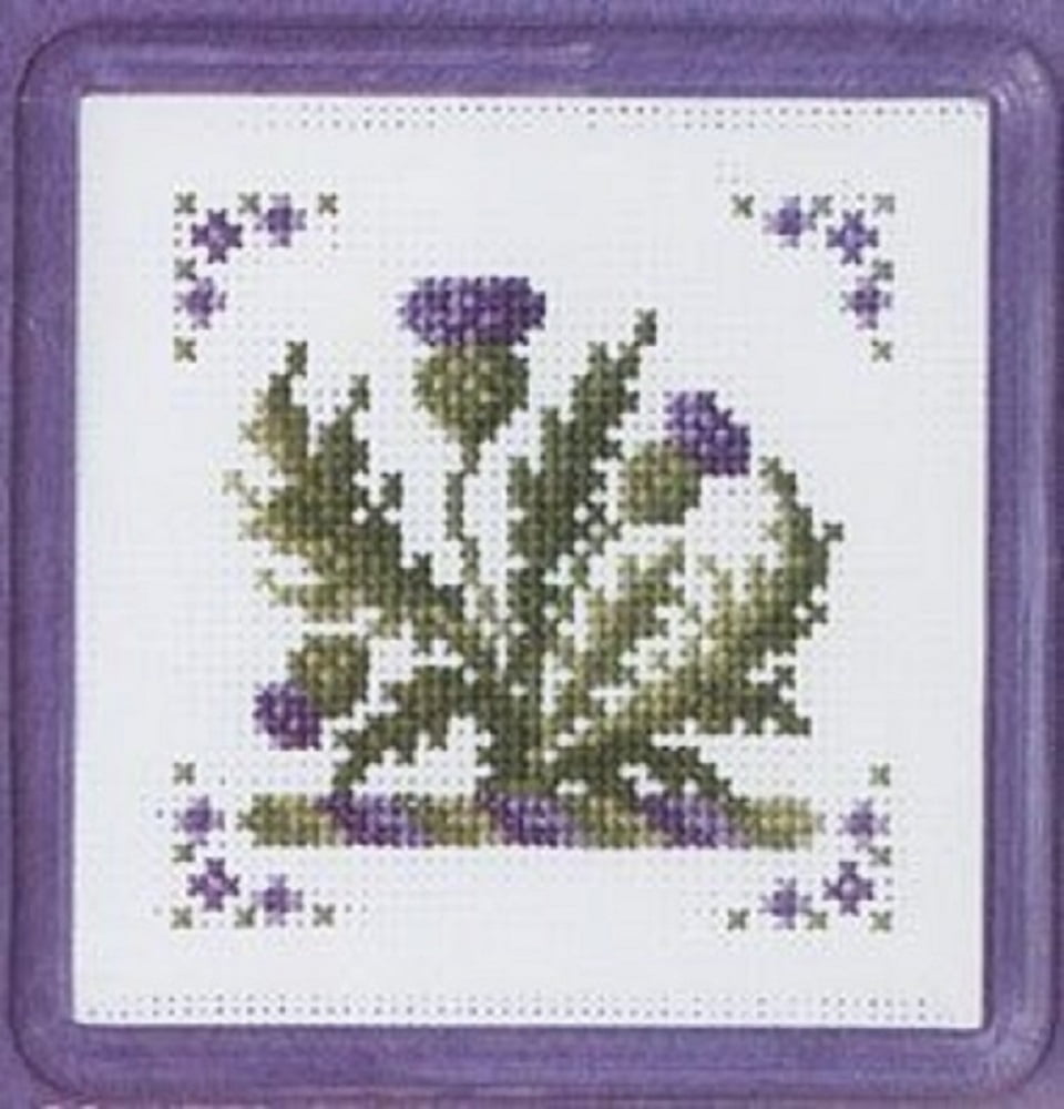 Textile Heritage Counted Cross Stitch Coaster Kit - Victorian Thistles ...