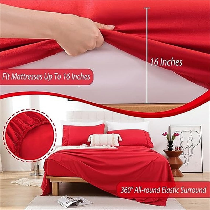 Textile Sheet Set Red - Twin - Walmart.com