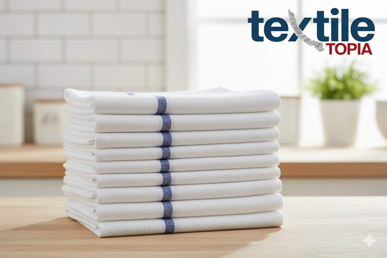 Textile Topia 15x26 Kitchen Towels – Blue Center Stripe & Red Side ...