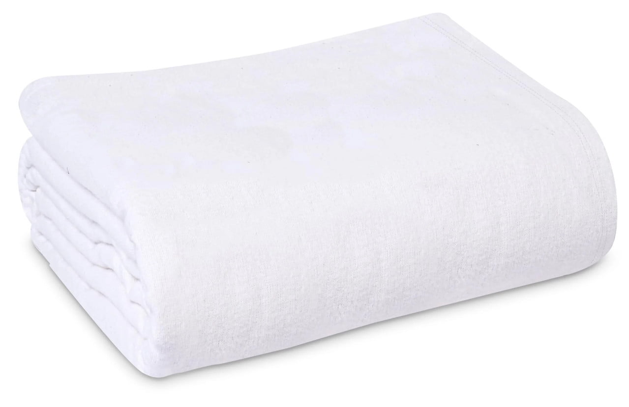 Textile Topia 70x90 Hospital Bath Blanket – Bleached White Cotton Blend ...