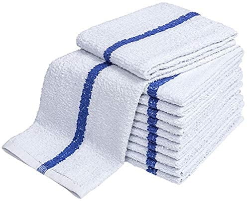 Textile Topia Blue Strip Bar Mop Towels – 100% Soft Cotton Commercial ...