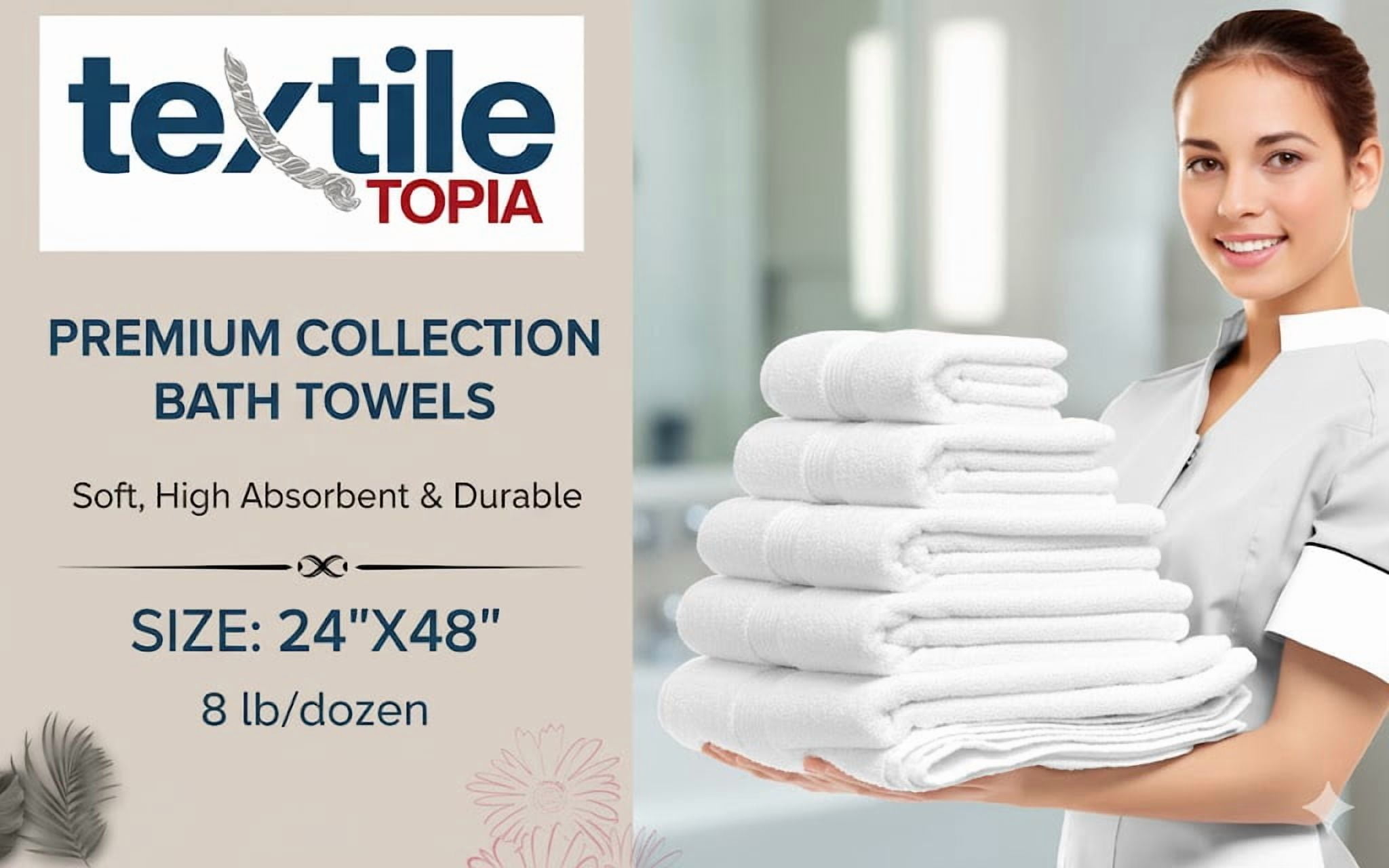 Textile Topia Premium Collection Bath Towel 24x48 – White Cam Border ...