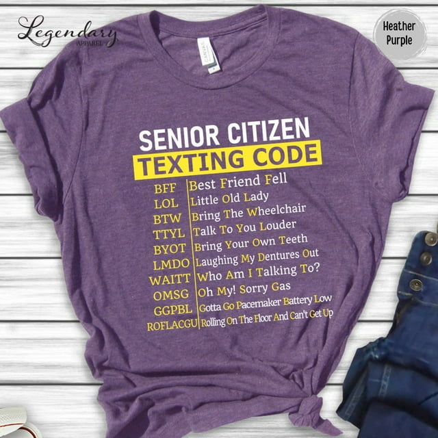 Texting Code Yellow Tee - Funny Senior Grandparent Meme Gift T-Shirt ...