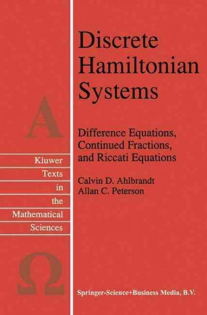 Texts In The Mathematical Sciences Discrete Hamiltonian Systems Difference Equations